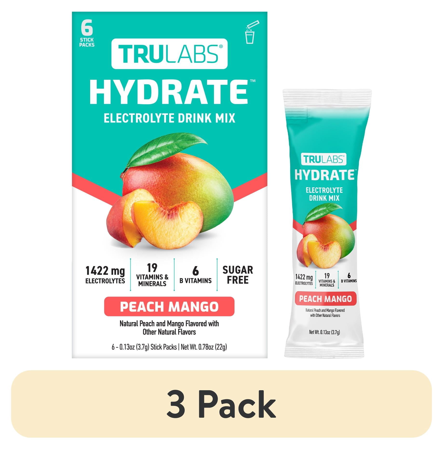 (3 pack) TruLabs® Hydrate Powders Peach Mango, 6 Count - Walmart.com