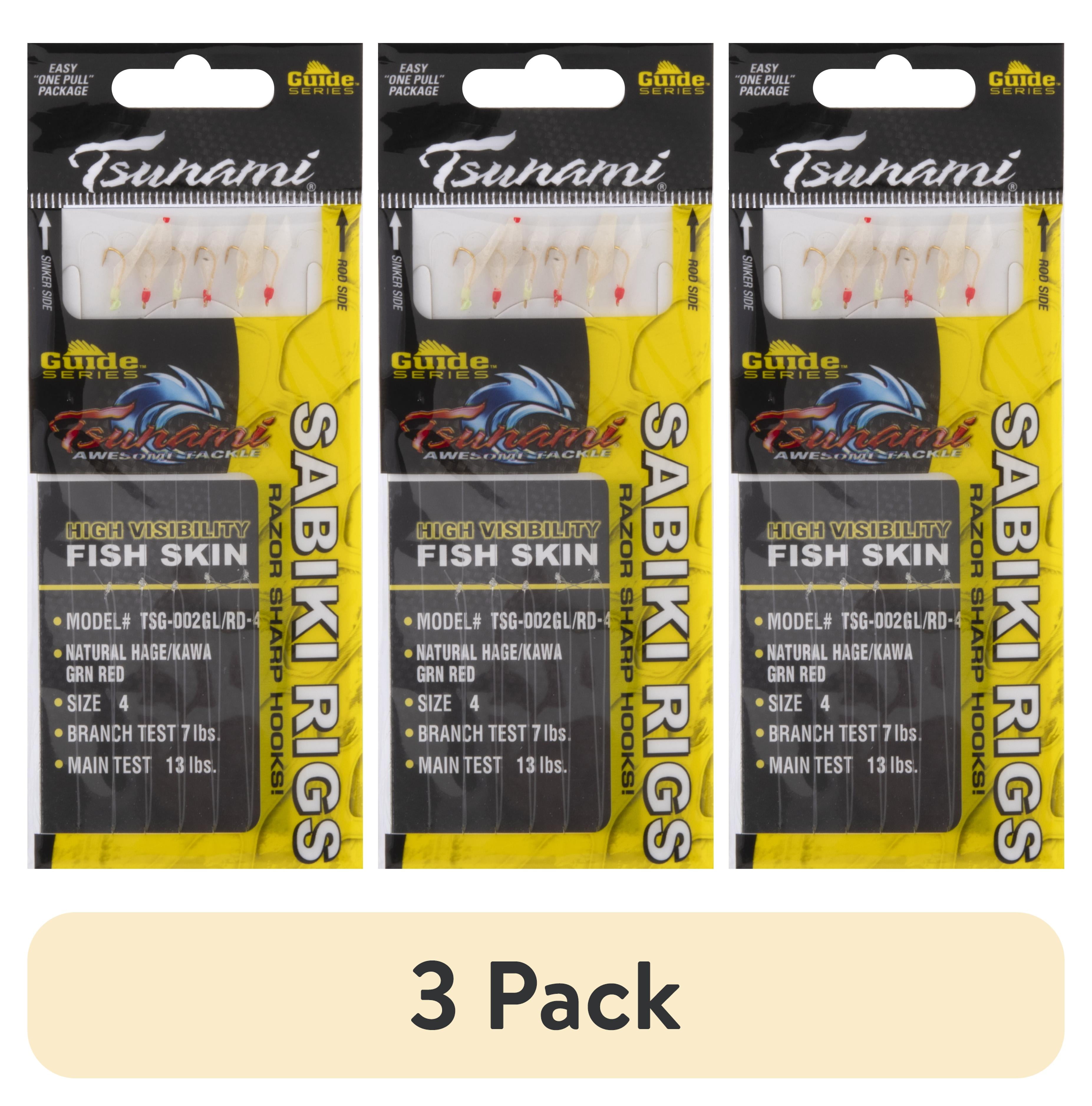 (3 pack) Tsunami Sabiki Fishing Rig with Hooks – Size 4, Monofilament ...
