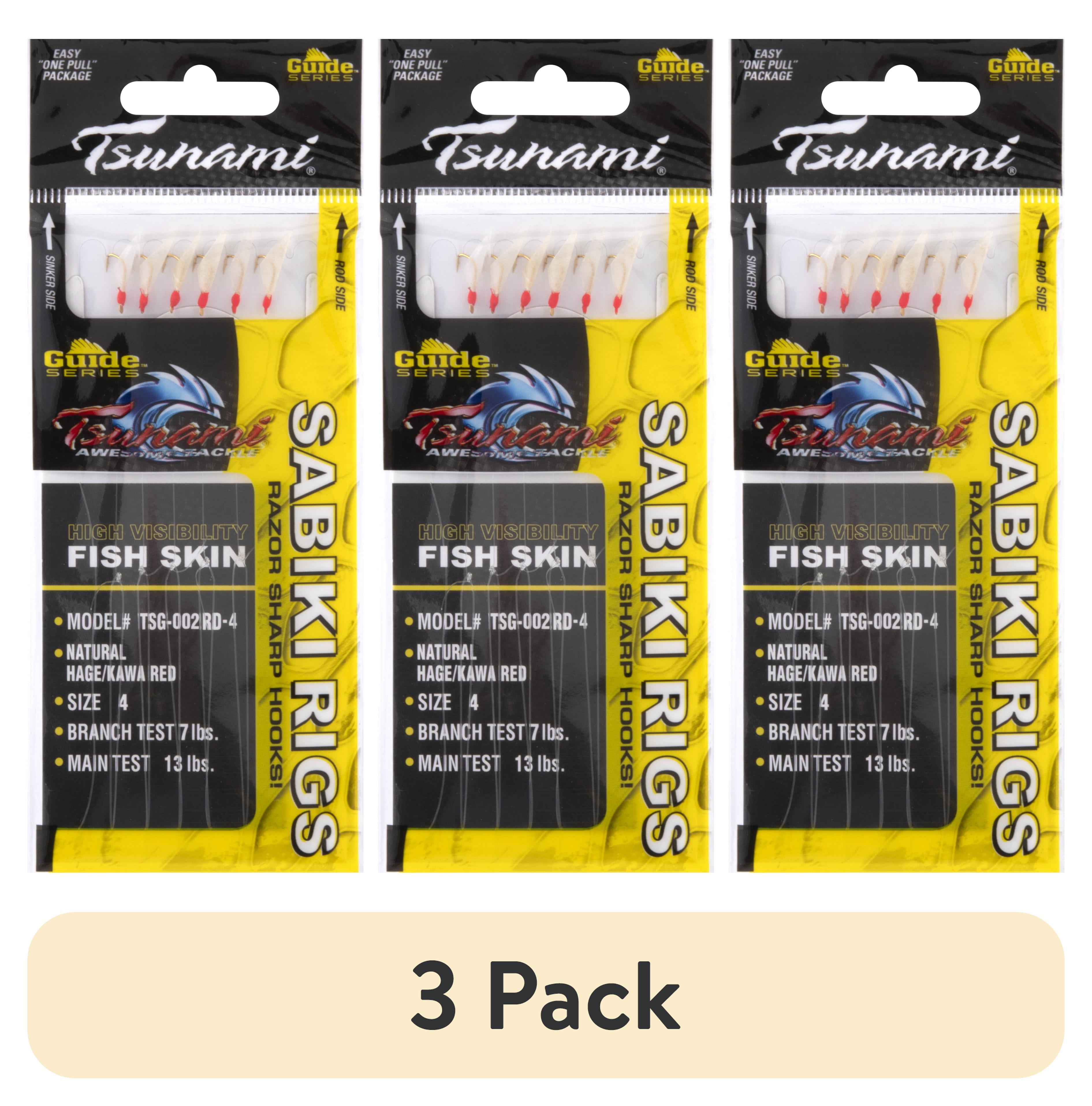 (3 pack) Tsunami Sabiki Rigi Natural Hage, Kawa, Red, 4 Fishing Hook ...