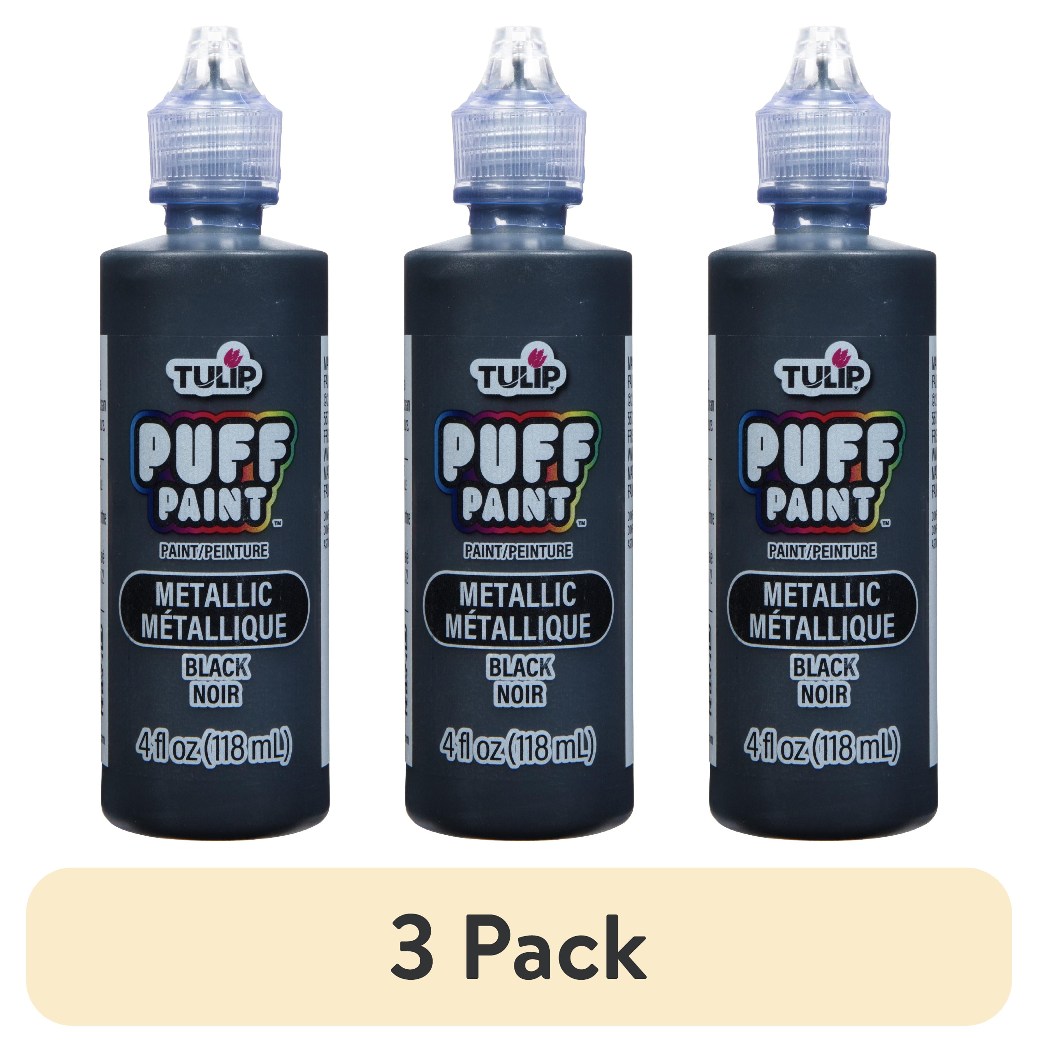 (3 pack) Tulip Puff Fabric Paint, Metallic Black, 4 fl oz, Liquid Gel ...