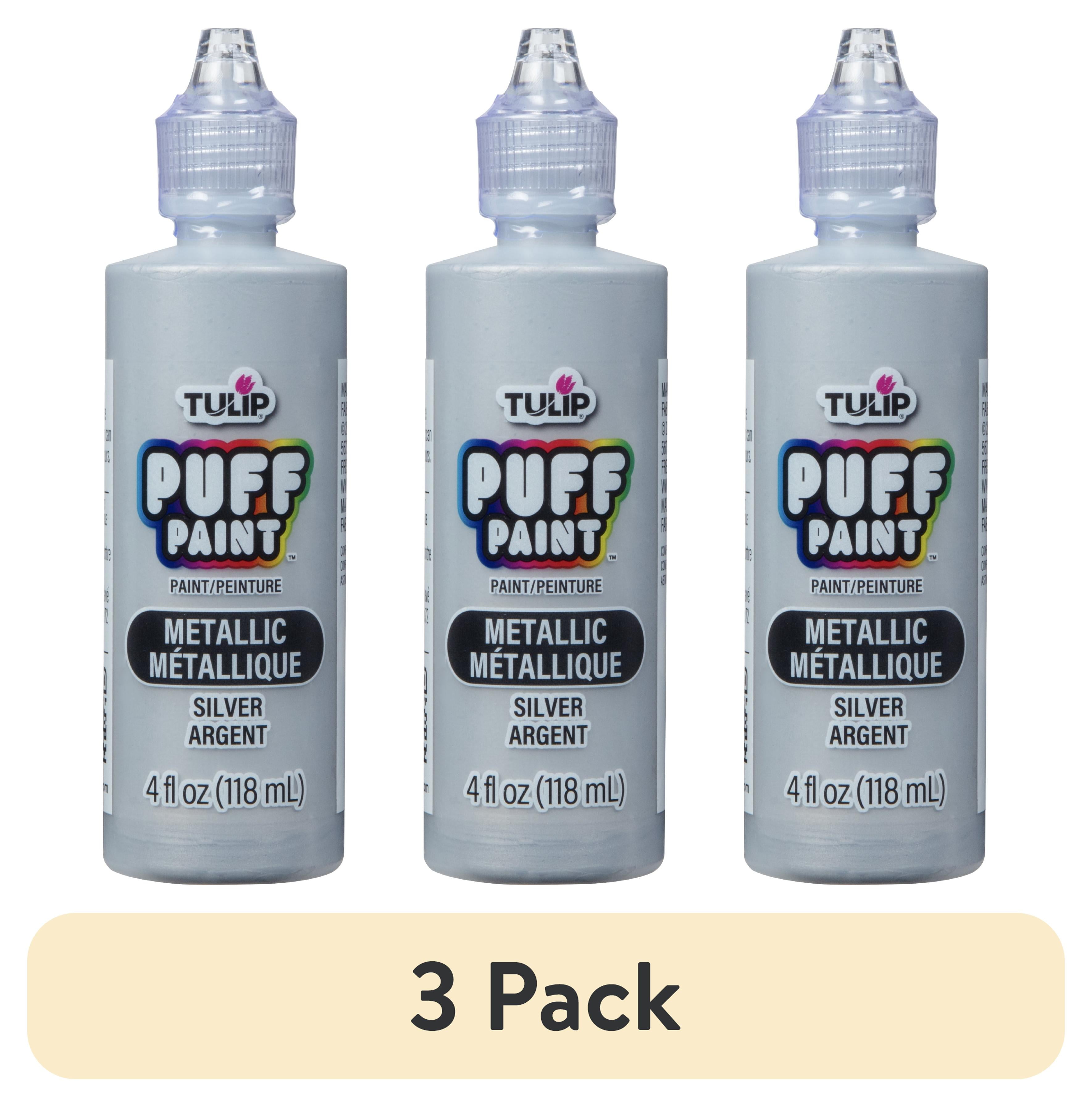 (3 pack) Tulip Puff Fabric Paint, Metallic Silver, 4 fl oz, Liquid Gel ...
