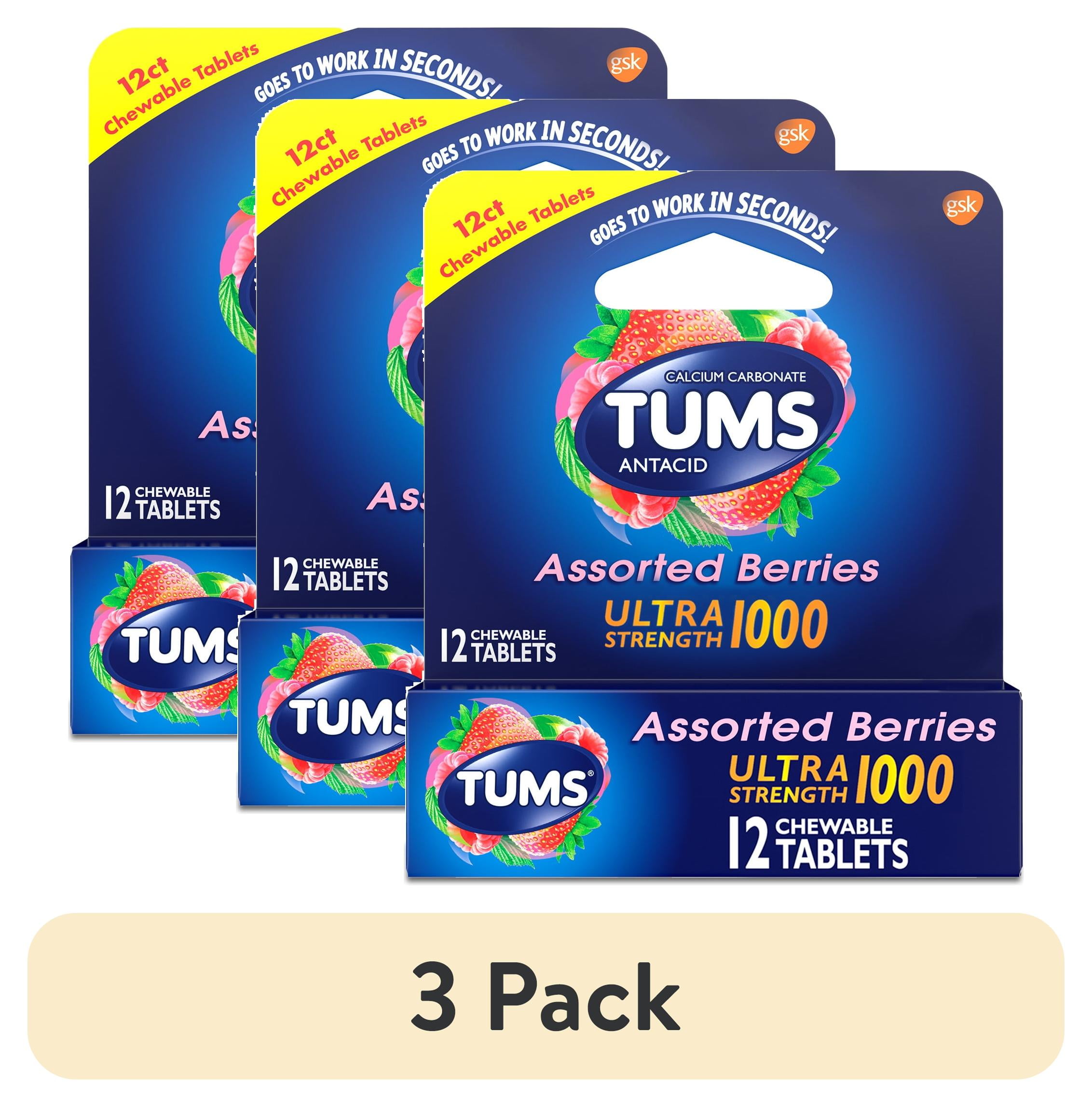 (3 pack) Tums Ultra Strength Heartburn Relief Chewable Antacid Tablets ...