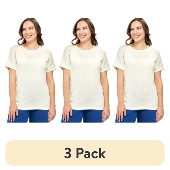 (3 pack) Turtle Bay New York Women's Textured Knit T-shirt with jewel ...