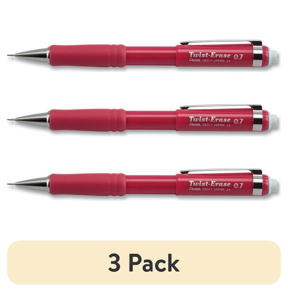 (3 pack) Pentel Twist-Erase III Mechanical Pencil 0.7 mm Red Barrel ...