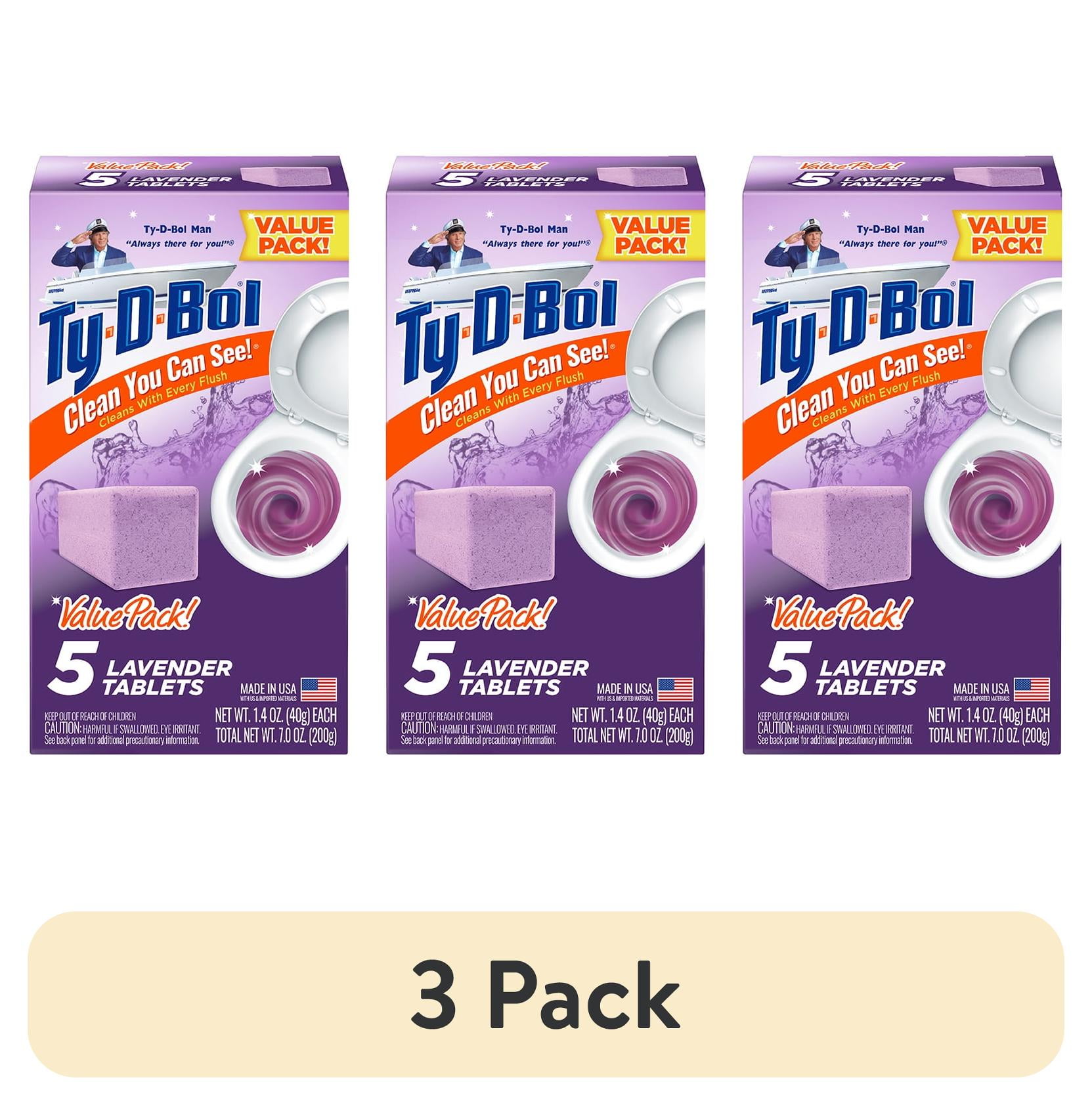 (3 pack) Ty-D-Bol Bleach-Free Toilet Bowl Cleaner Tablets, Unscented, 1 ...