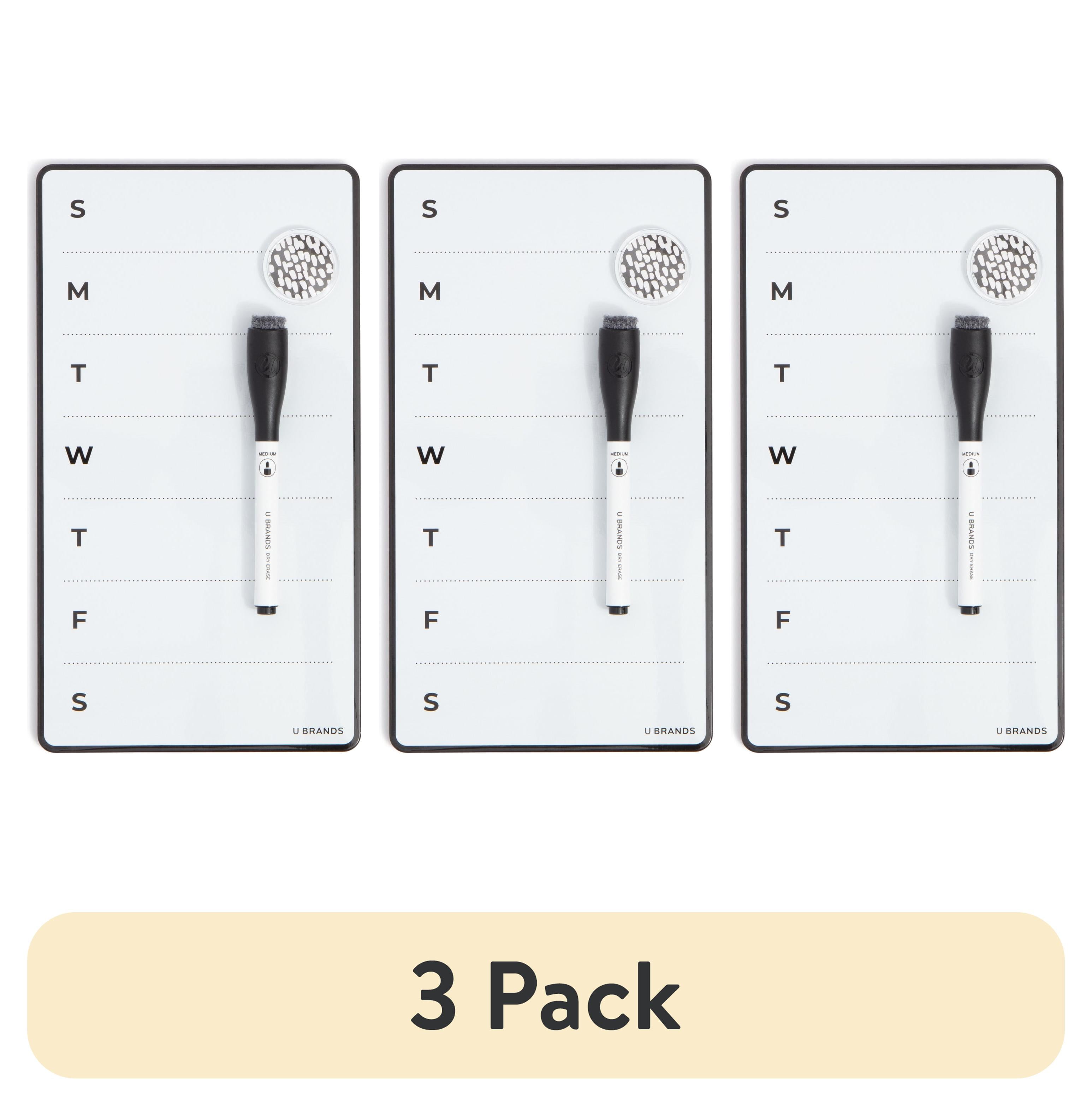 (3 pack) U Brands 5.5 x 10 in. Rolled Edge Weekly Dry Erase Whiteboard ...
