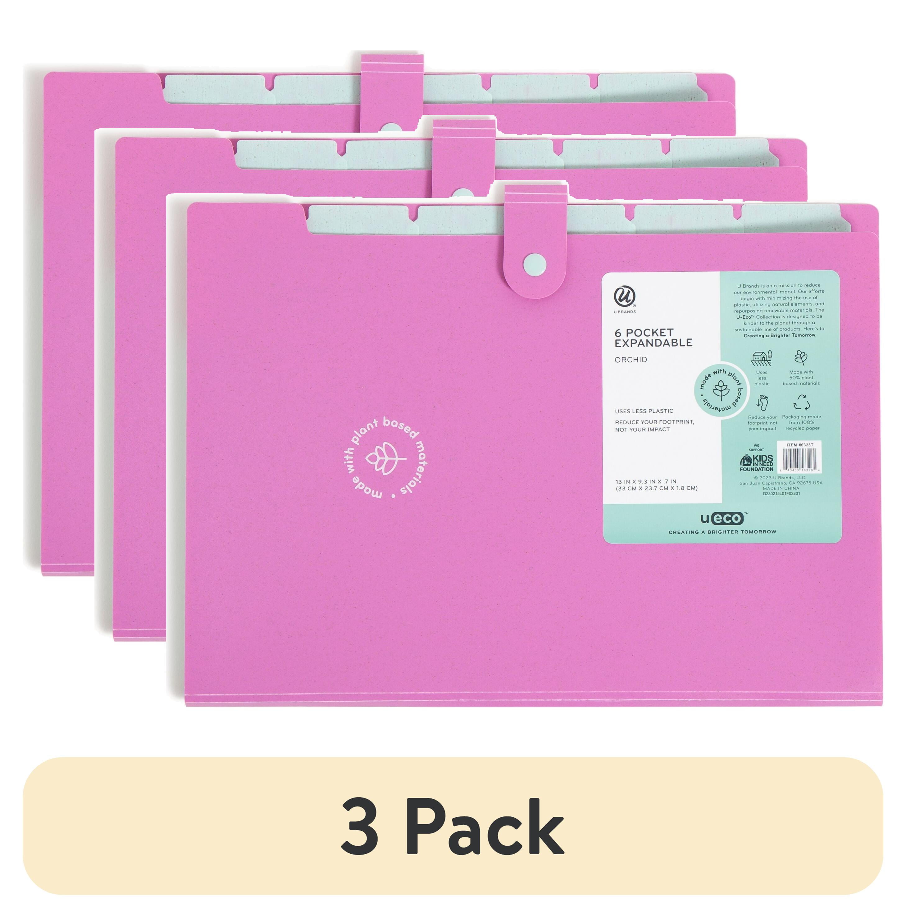 (3 pack) U Brands U-Eco 6 Pocket Expandable File Folder, Open Top ...