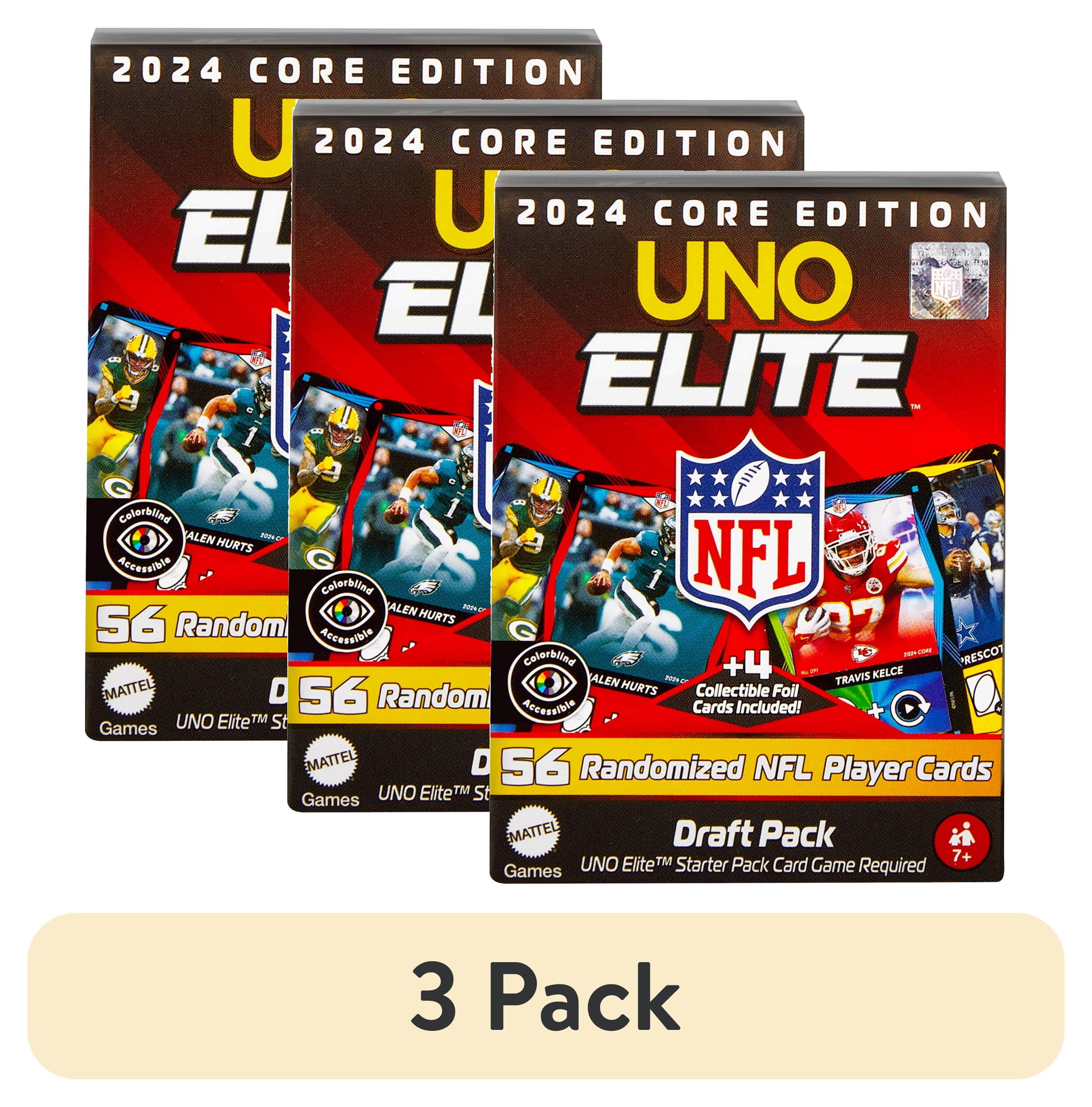 (3 pack) UNO Elite NFL Draft Pack Cards with 4 Surprise Collectible ...