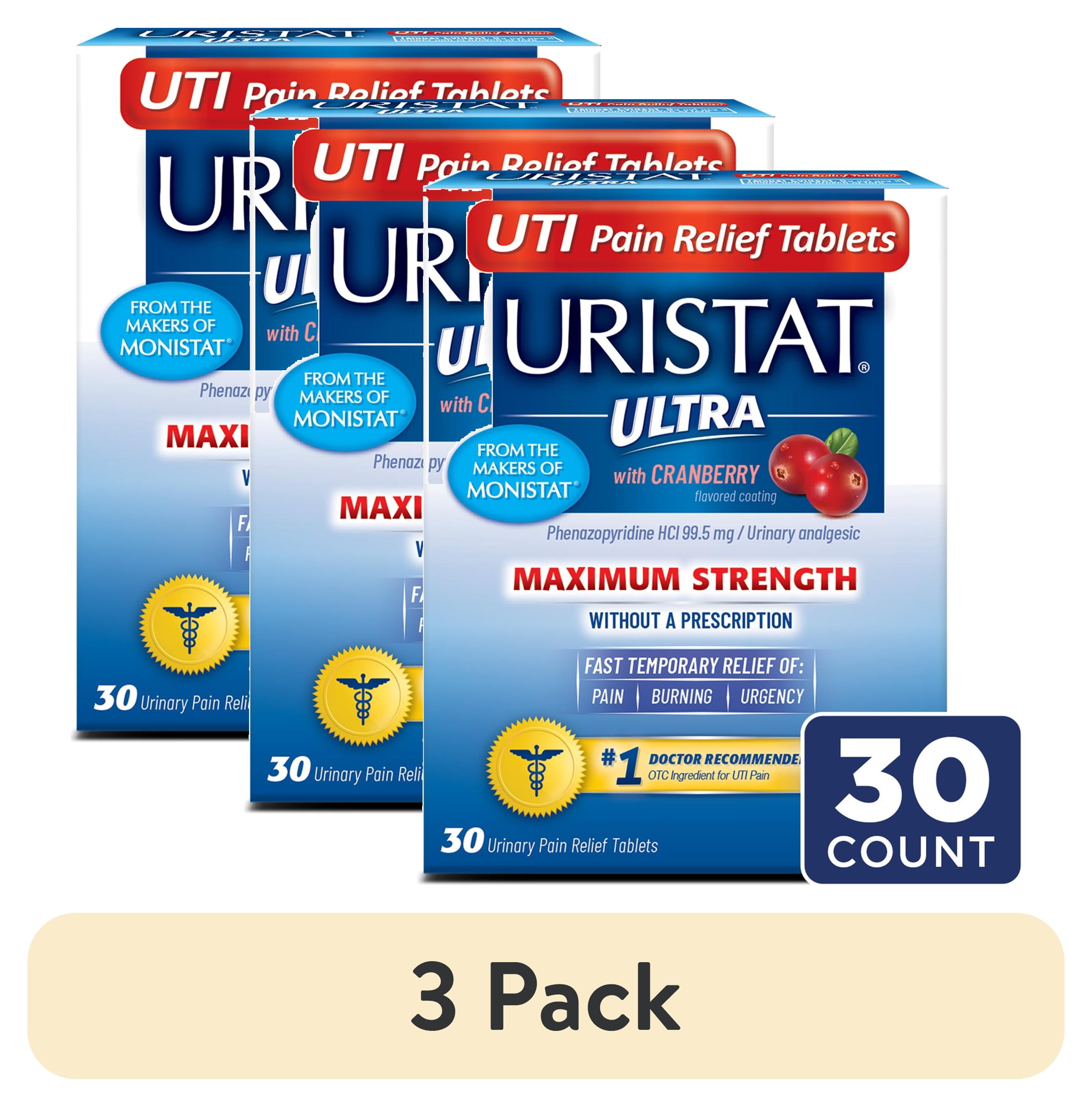 (3 pack) URISTAT Ultra UTI Pain Relief, Cranberry Flavored UTI ...