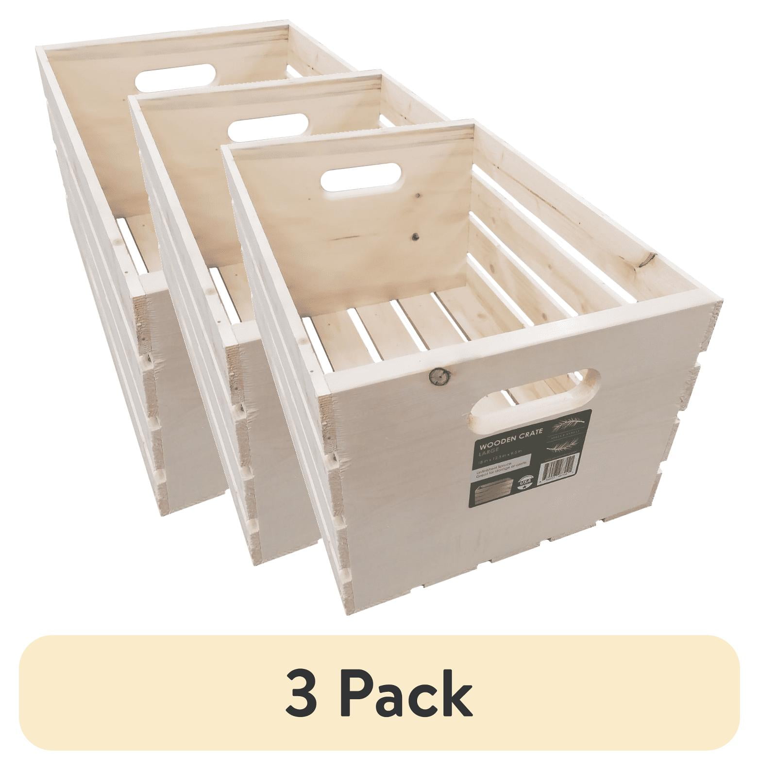 (3 pack) Unfinished Wood Crate, 18 in x 12.5 in x 9.5 in - Walmart.com