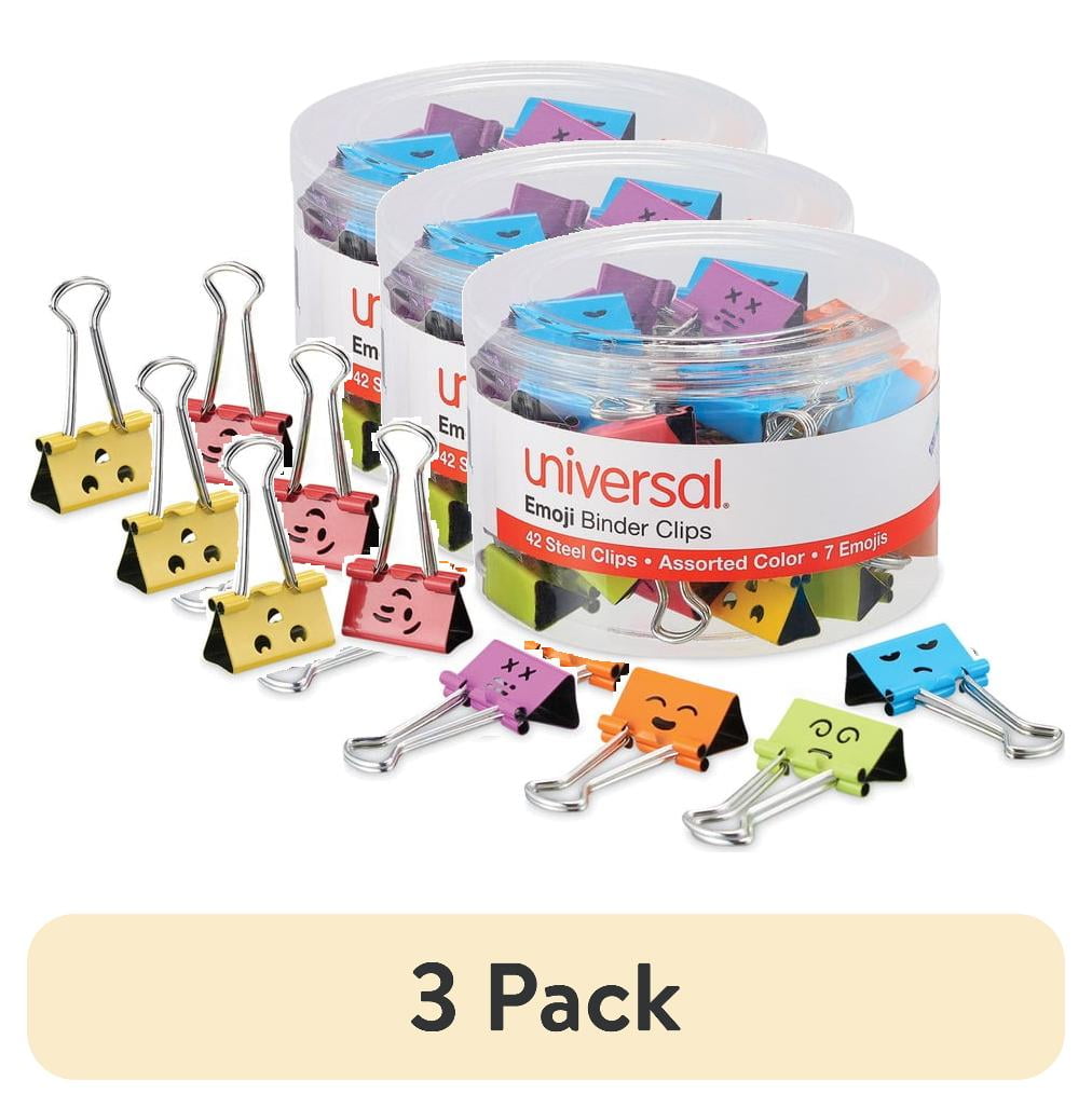 (3 pack) Universal Emoji Binder Clips, Assorted Colors, 42 Count ...
