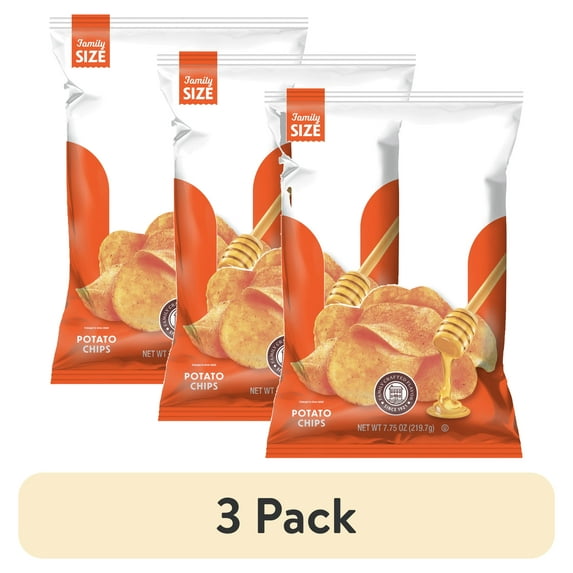 (3 pack) Utz Honey Barbeque Potato Chips, Gluten-Free, Family Size, 7. ...