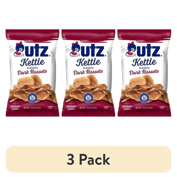 (3 pack) Utz Kettle Classics Dark Russets Potato Chips, Gluten-Free, 7. ...