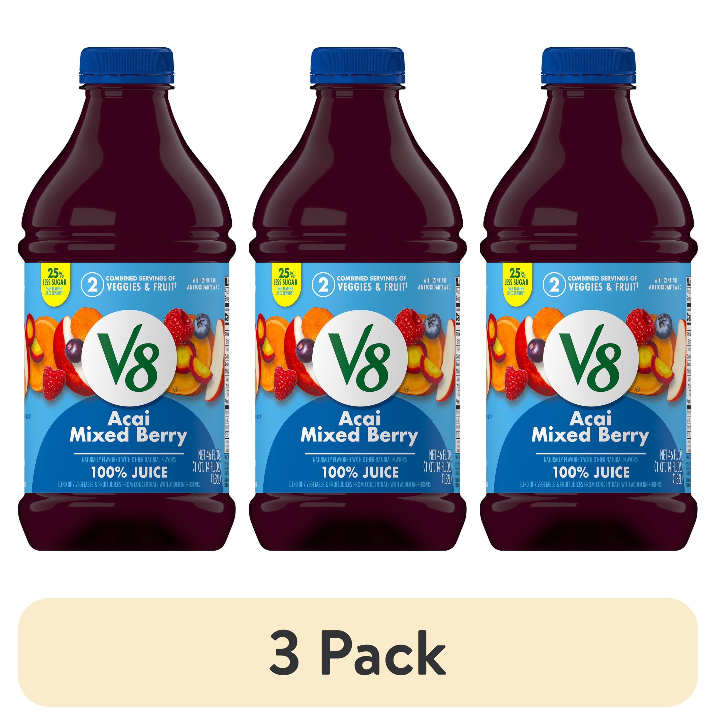 (3 pack) V8 Acai Mixed Berry 100% Fruit and Vegetable Juice, 46 fl oz ...