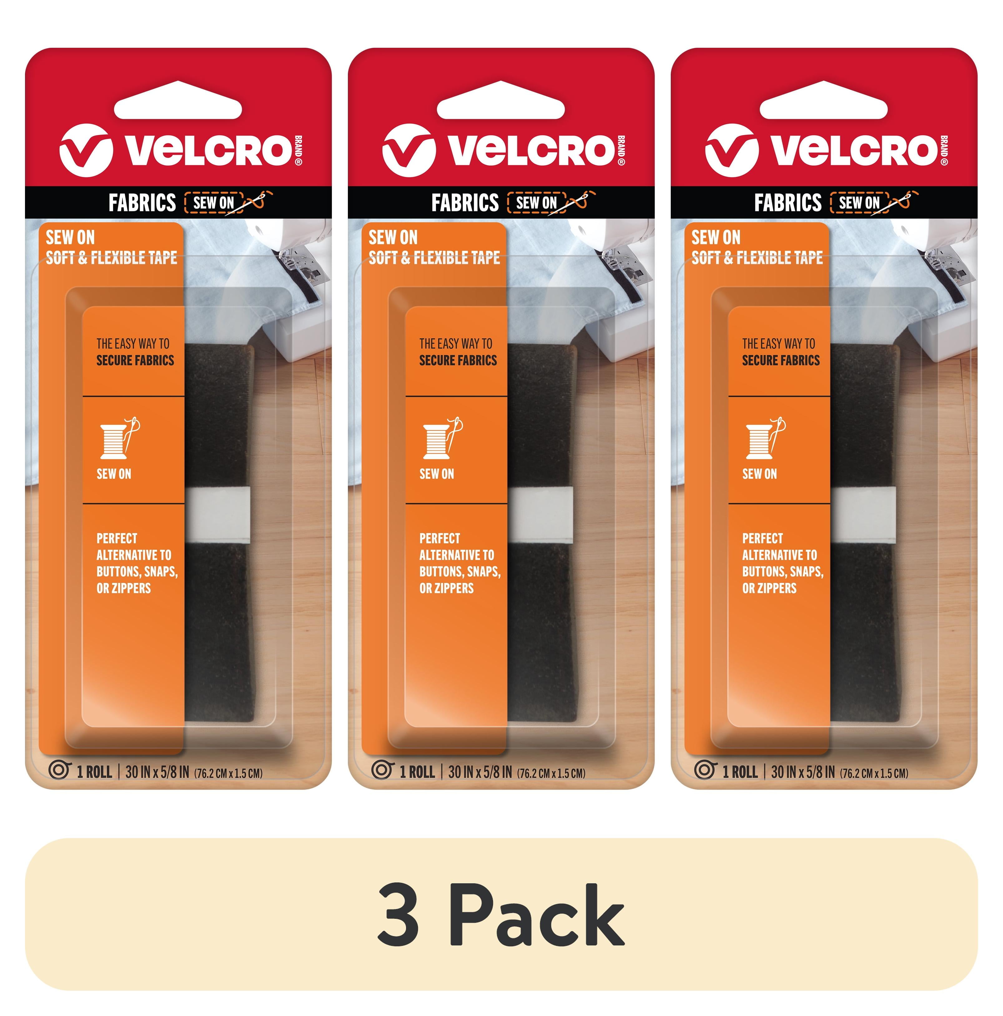 (3 pack) VELCRO Brand Sew On Soft and Flexible 30in x 5/8in Roll Black ...