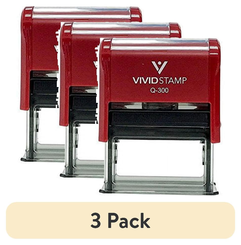 (3 pack) VIVID STAMP Self-Inking FAXED Rubber Stamp (Red Ink) Precision ...