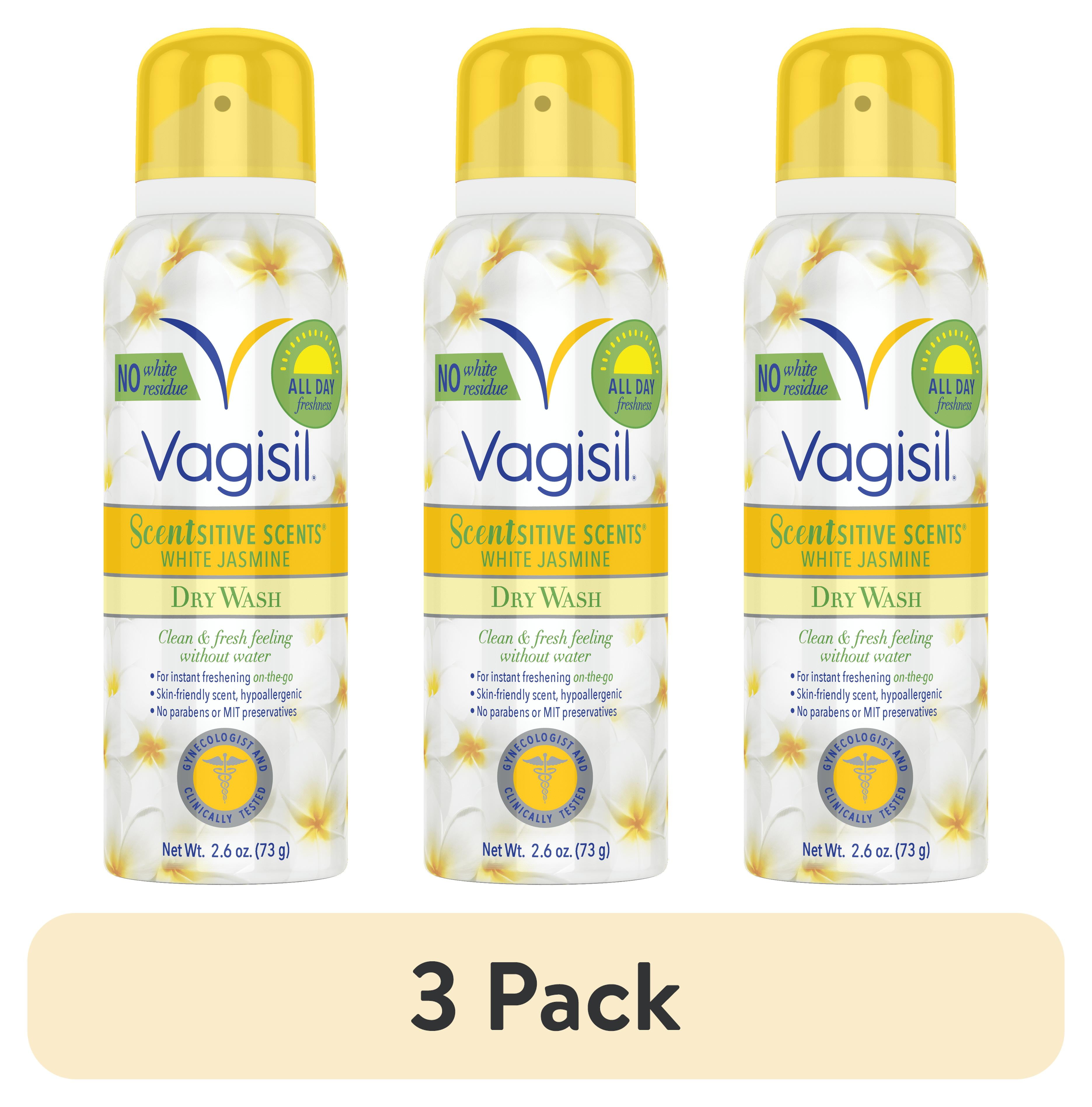 (3 pack) Vagisil Sensitive Scents Dry Wash Spray, White Jasmine, 2.6 oz ...