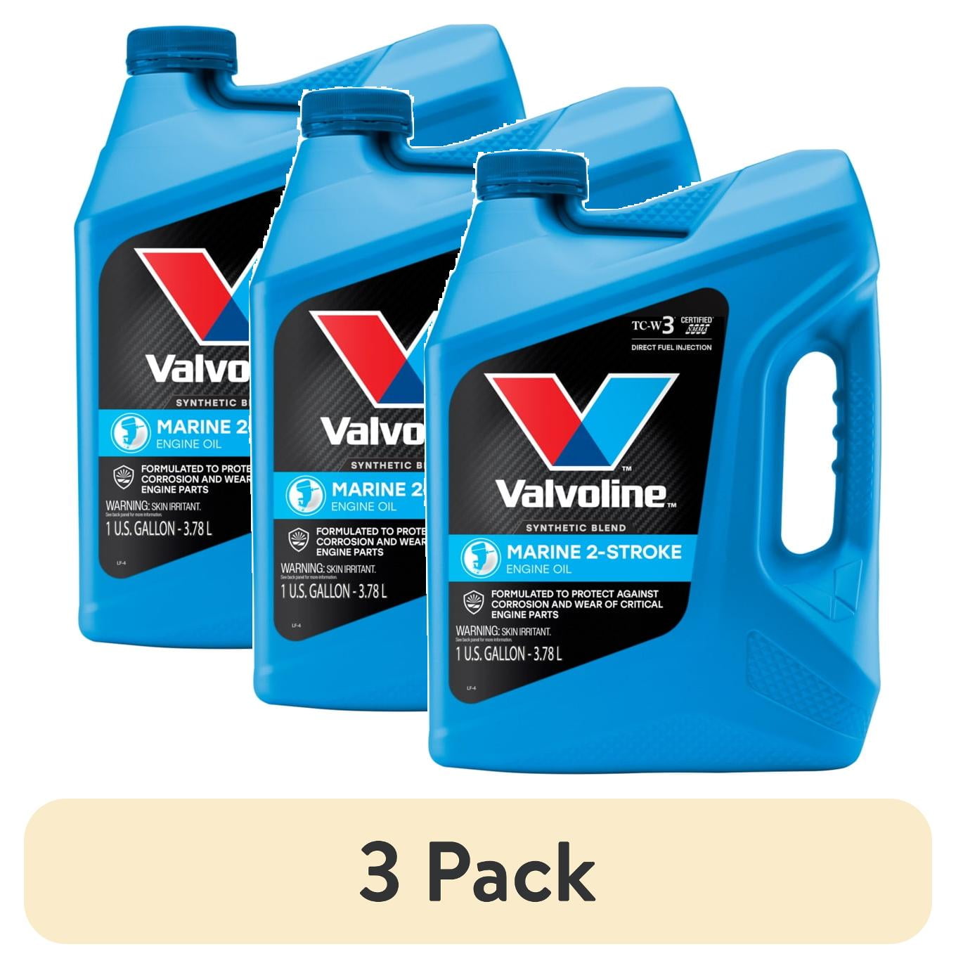 (3 pack) Valvoline 2-Stroke Marine TCW-3 Synthetic Blend Motor Oil 1 GA ...