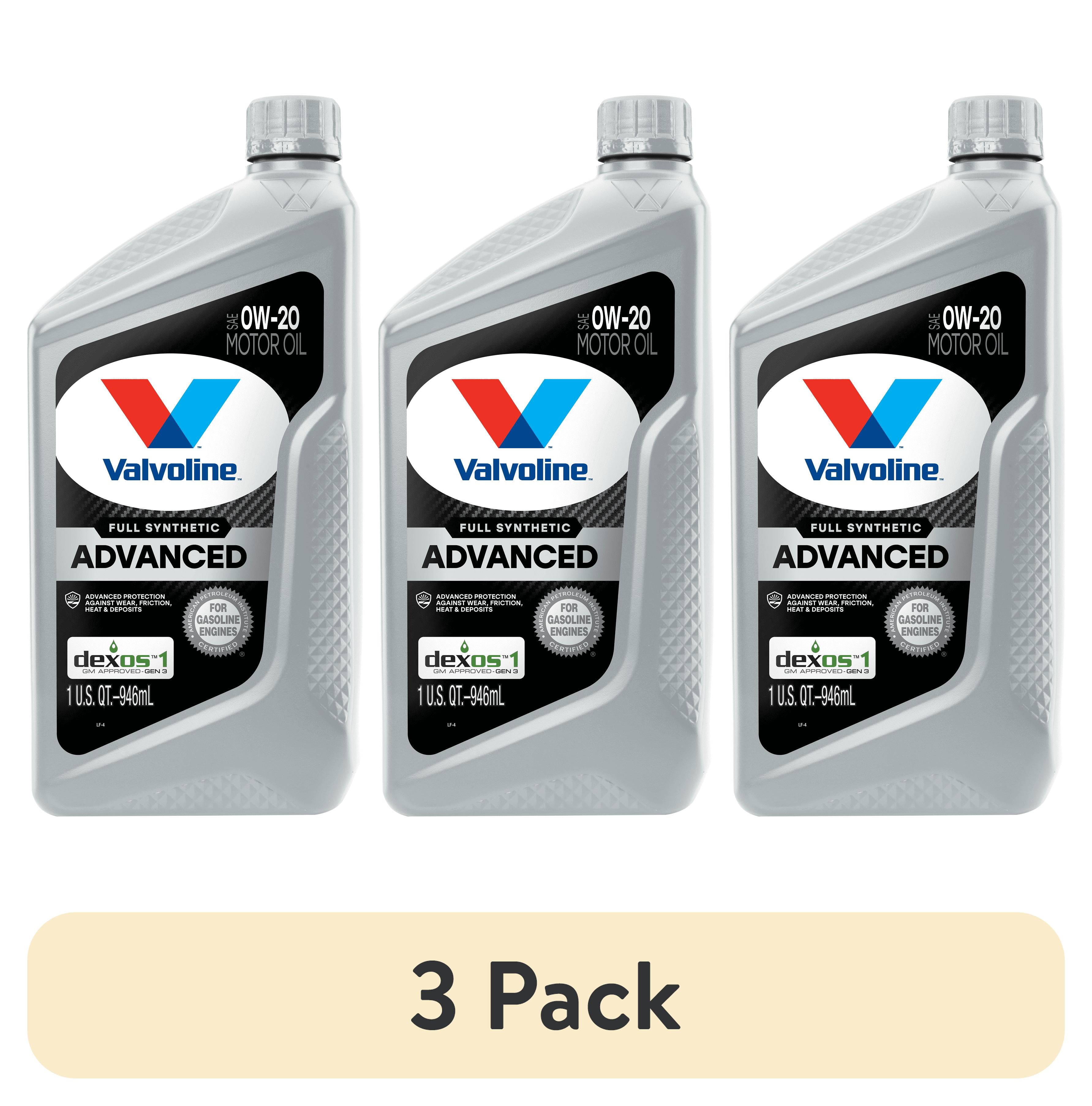 (3 pack) Valvoline Advanced Full Synthetic 0W-20 Motor Oil 1 QT ...