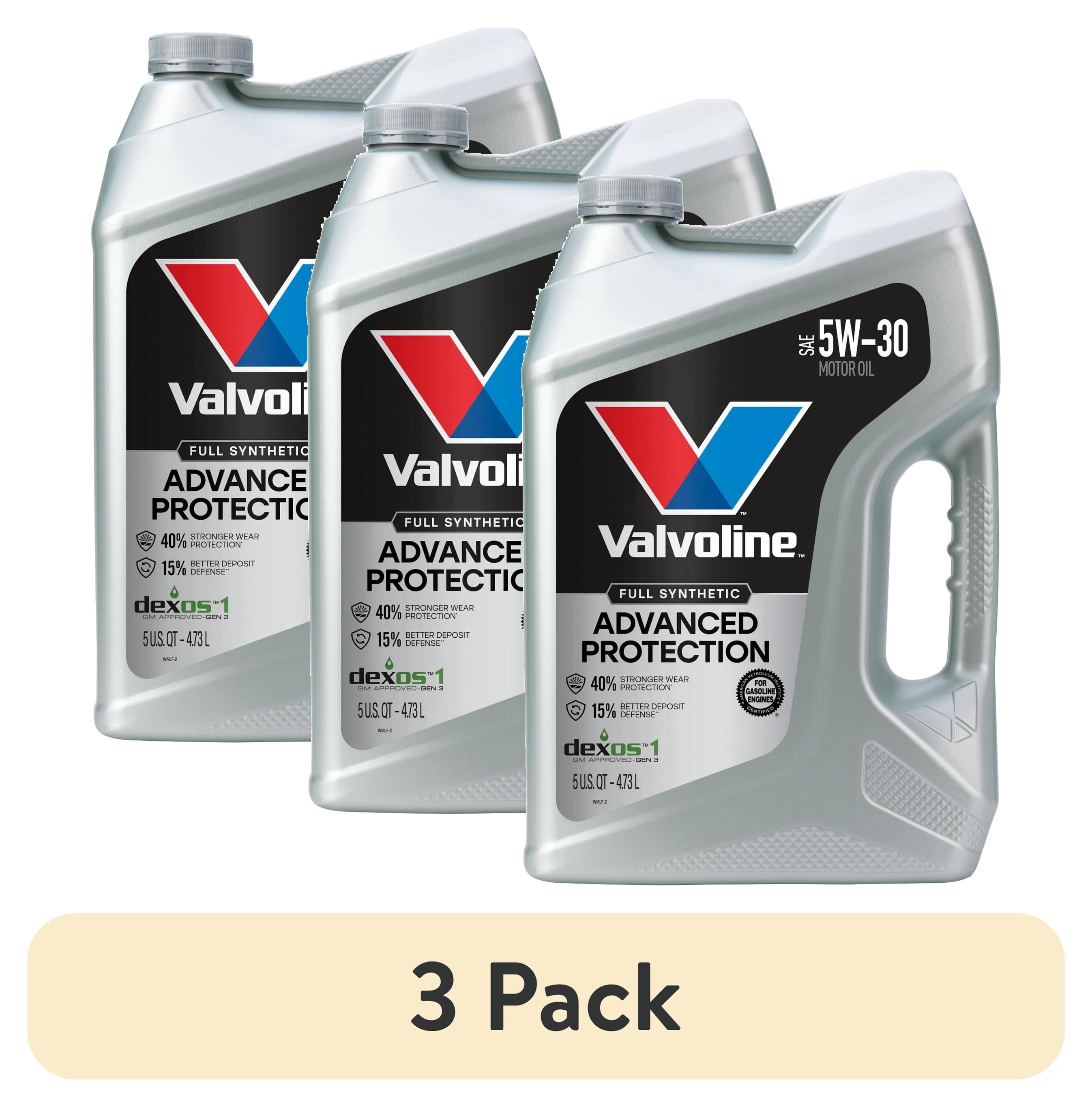 (3 pack) Valvoline Advanced Protection Full Synthetic 5W-30 Motor Oil 5 ...