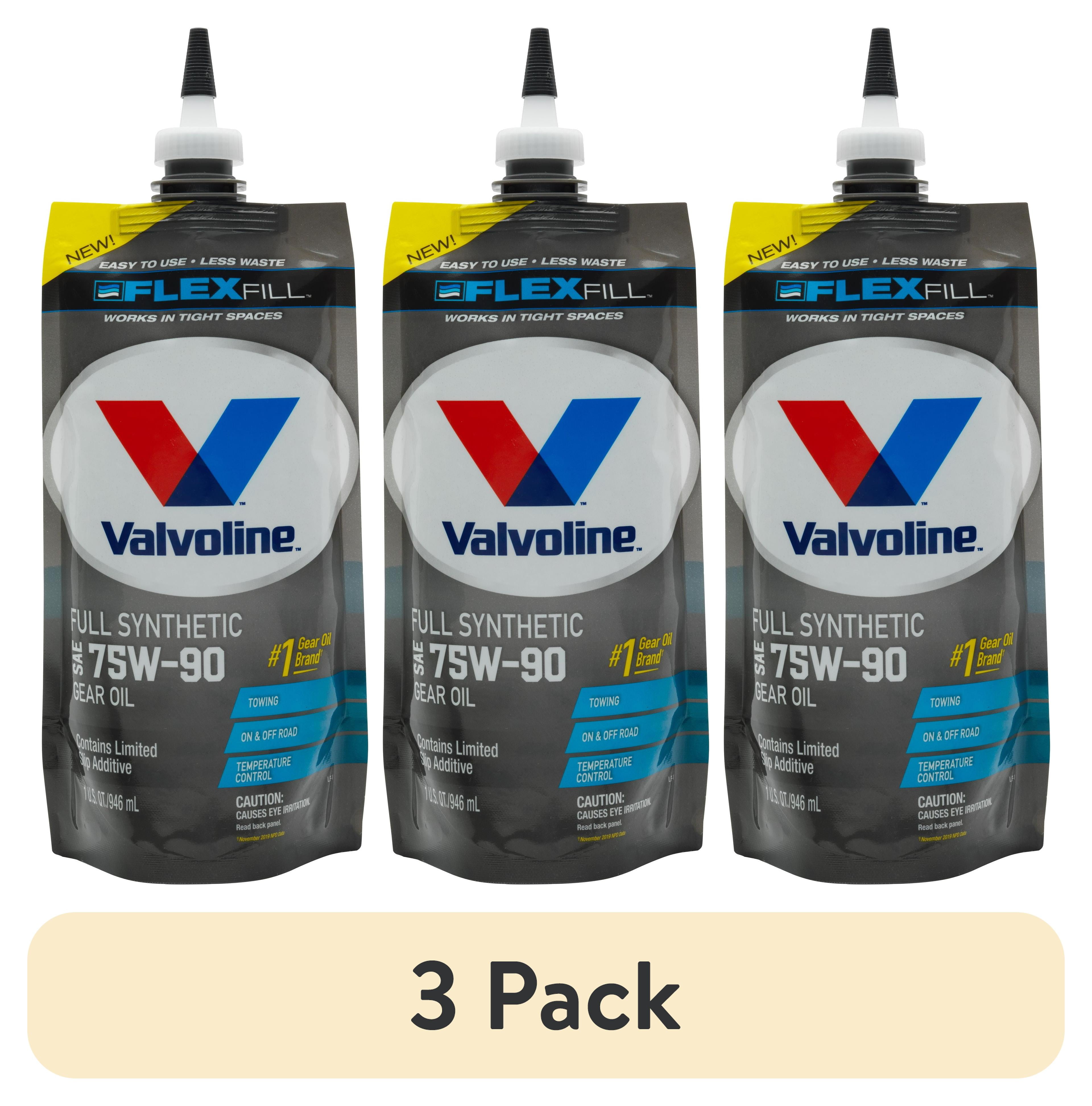 (3 pack) Valvoline Flex Fill 75W-90 Full Synthetic Gear Oil 1 QT ...