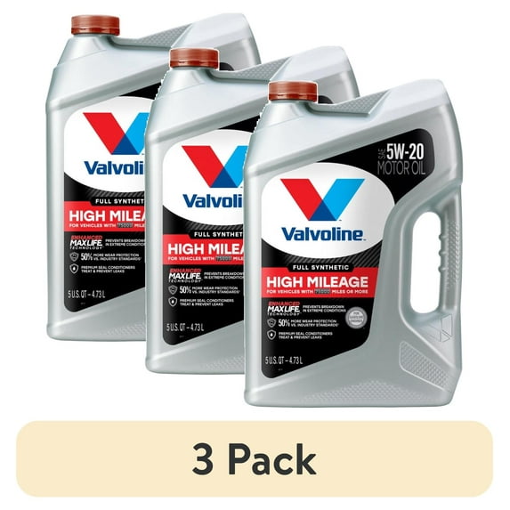 (3 pack) Valvoline Full Synthetic High Mileage MaxLife 5W-20 Motor Oil ...