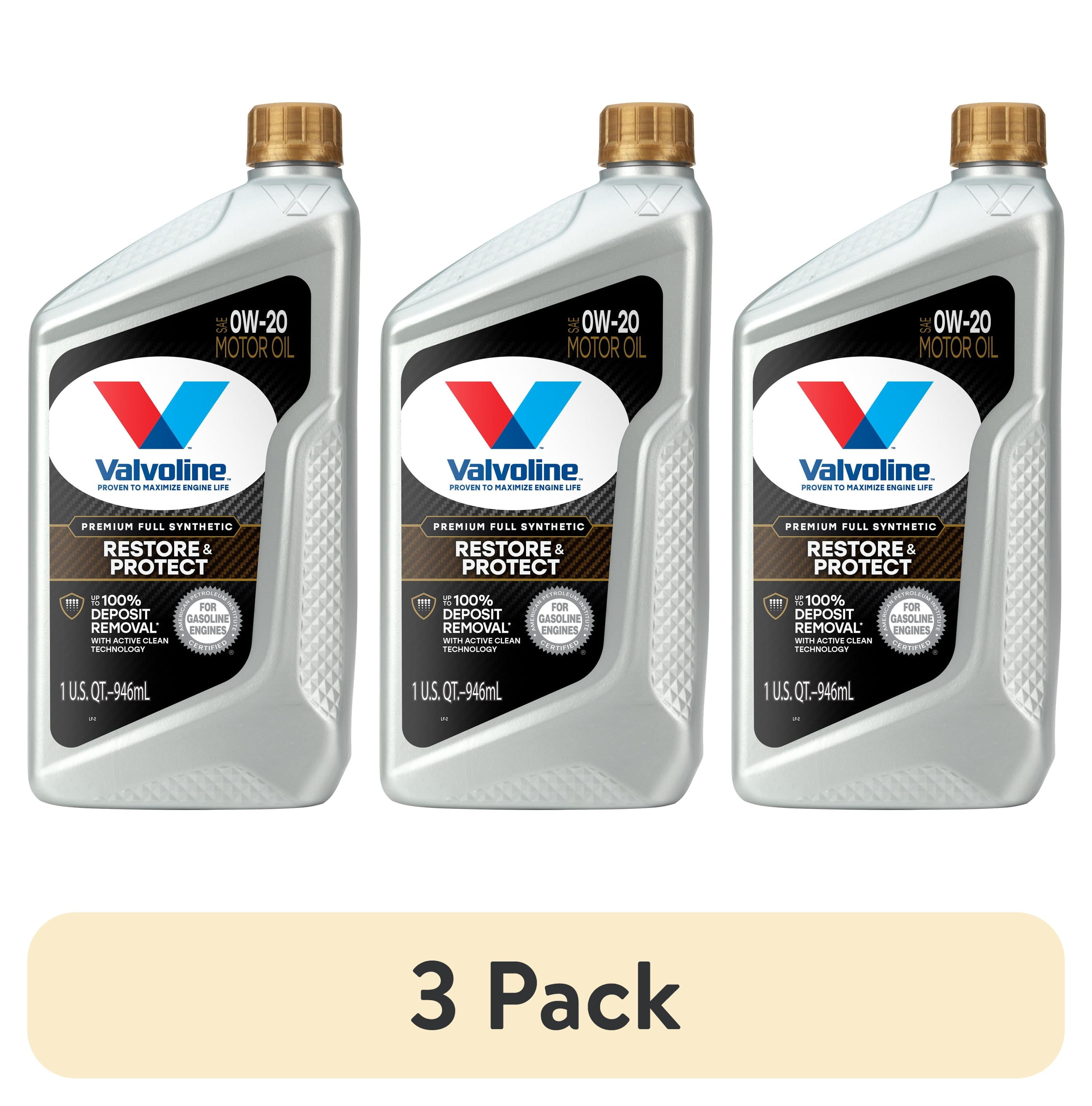 (3 pack) Valvoline Restore & Protect Full Synthetic 0W-20 Motor Oil 1 ...