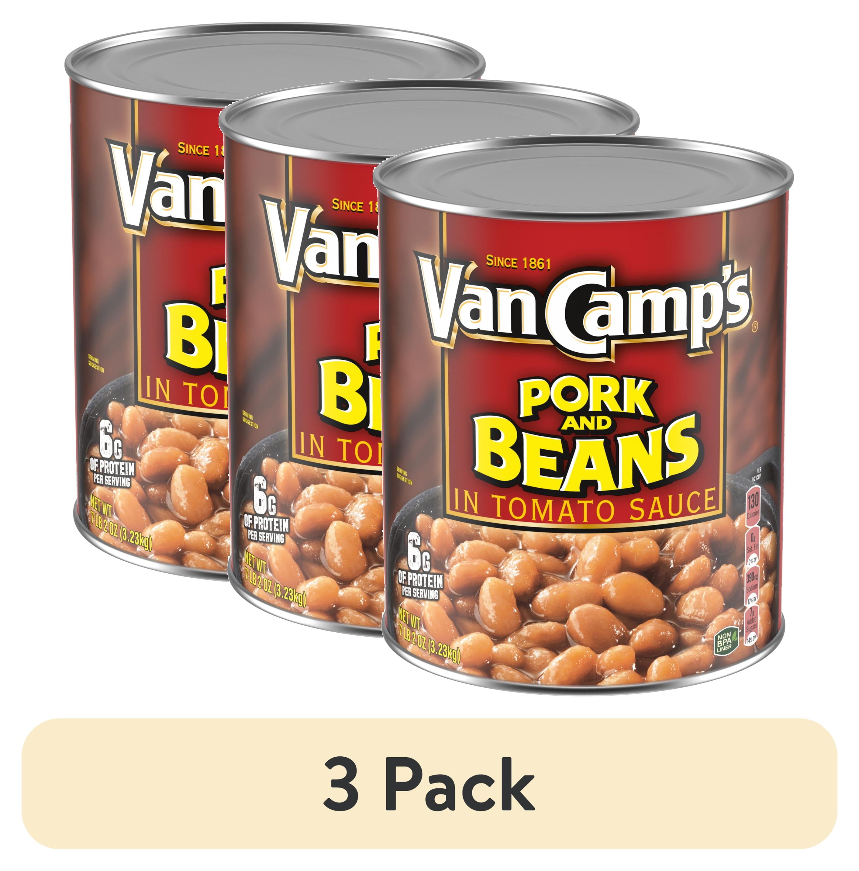 (3 pack) Van Camp's Pork and Beans, 6g Protein Per Serving, Canned ...