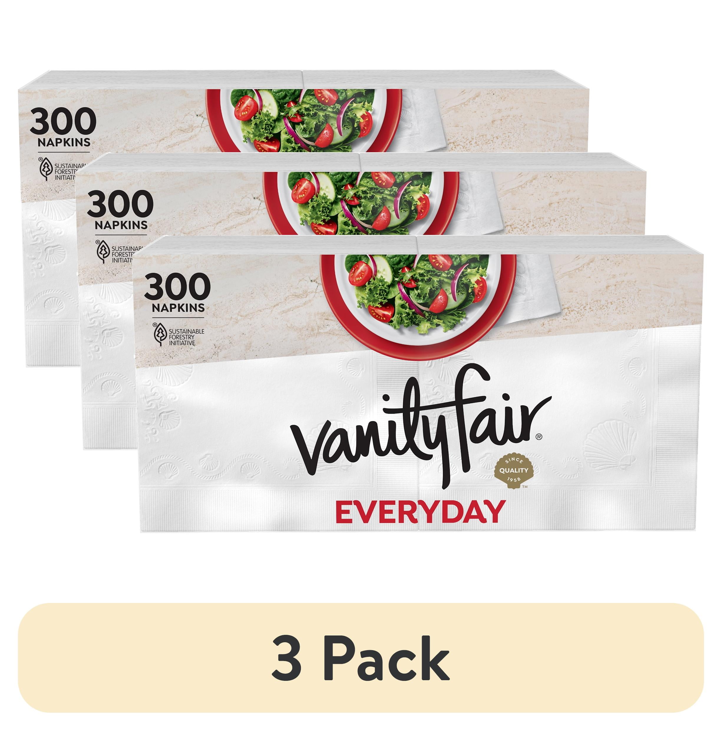 (3 pack) Vanity Fair Everyday Paper Napkins, 300 Count, White, Soft and ...