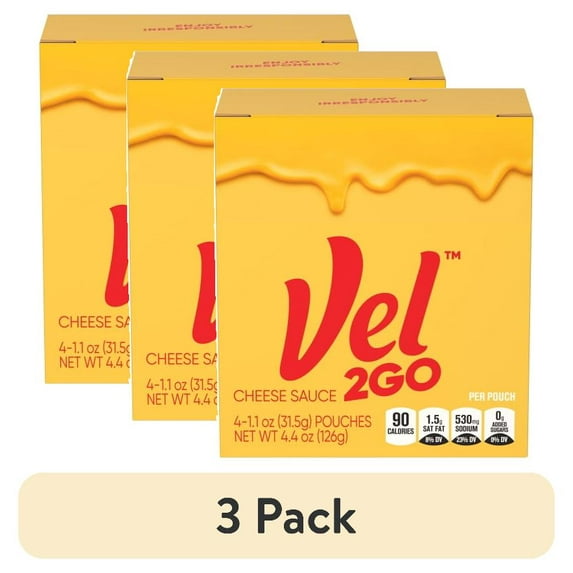 (3 pack) Velveeta Vel2Go Cheese Sauce, 1.1 oz Pouches, 4 per Box ...