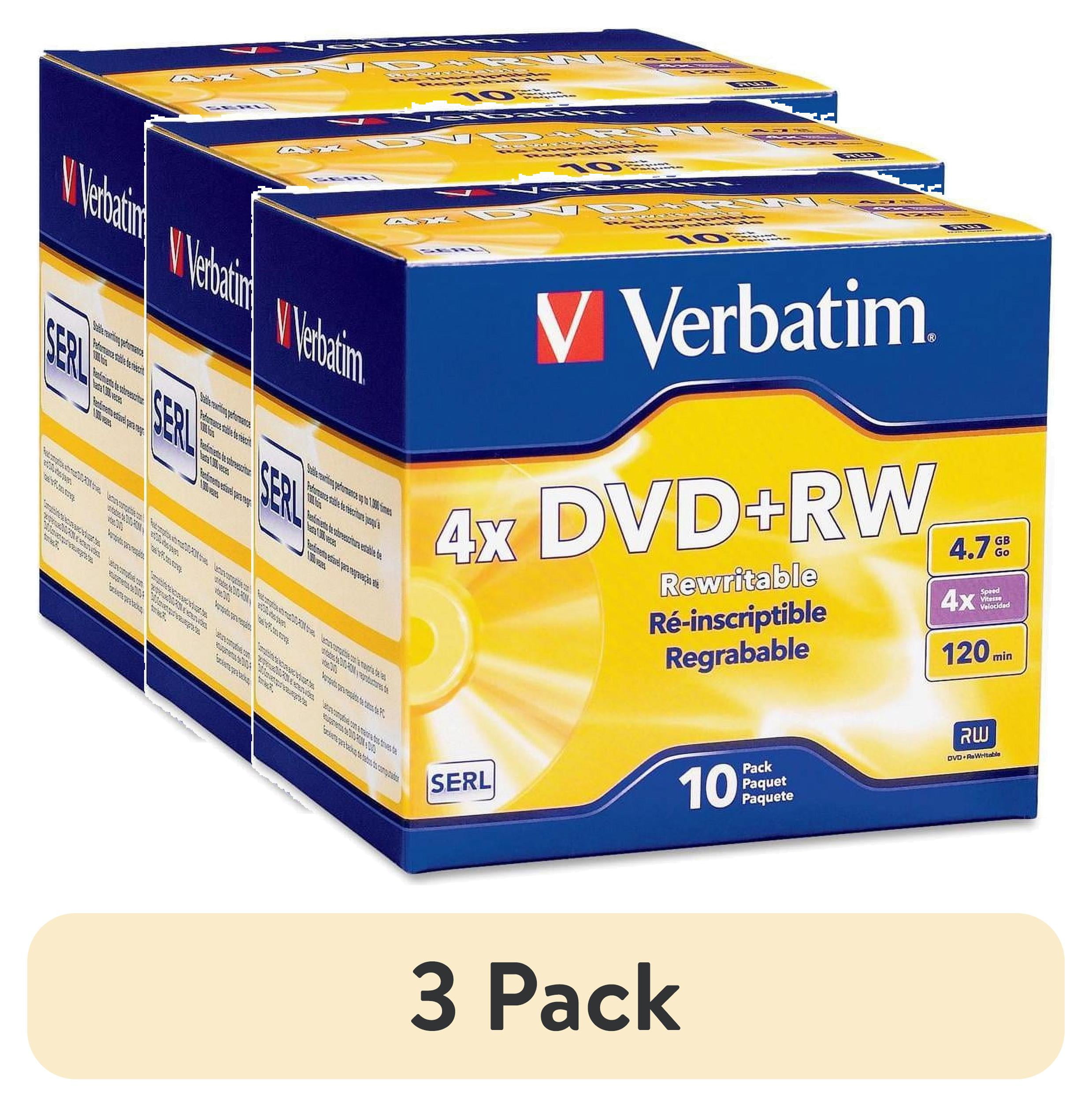 (3 pack) 4.7 GB DVD+RW Rewritable Disc - Silver (10/Pack) - Walmart.com