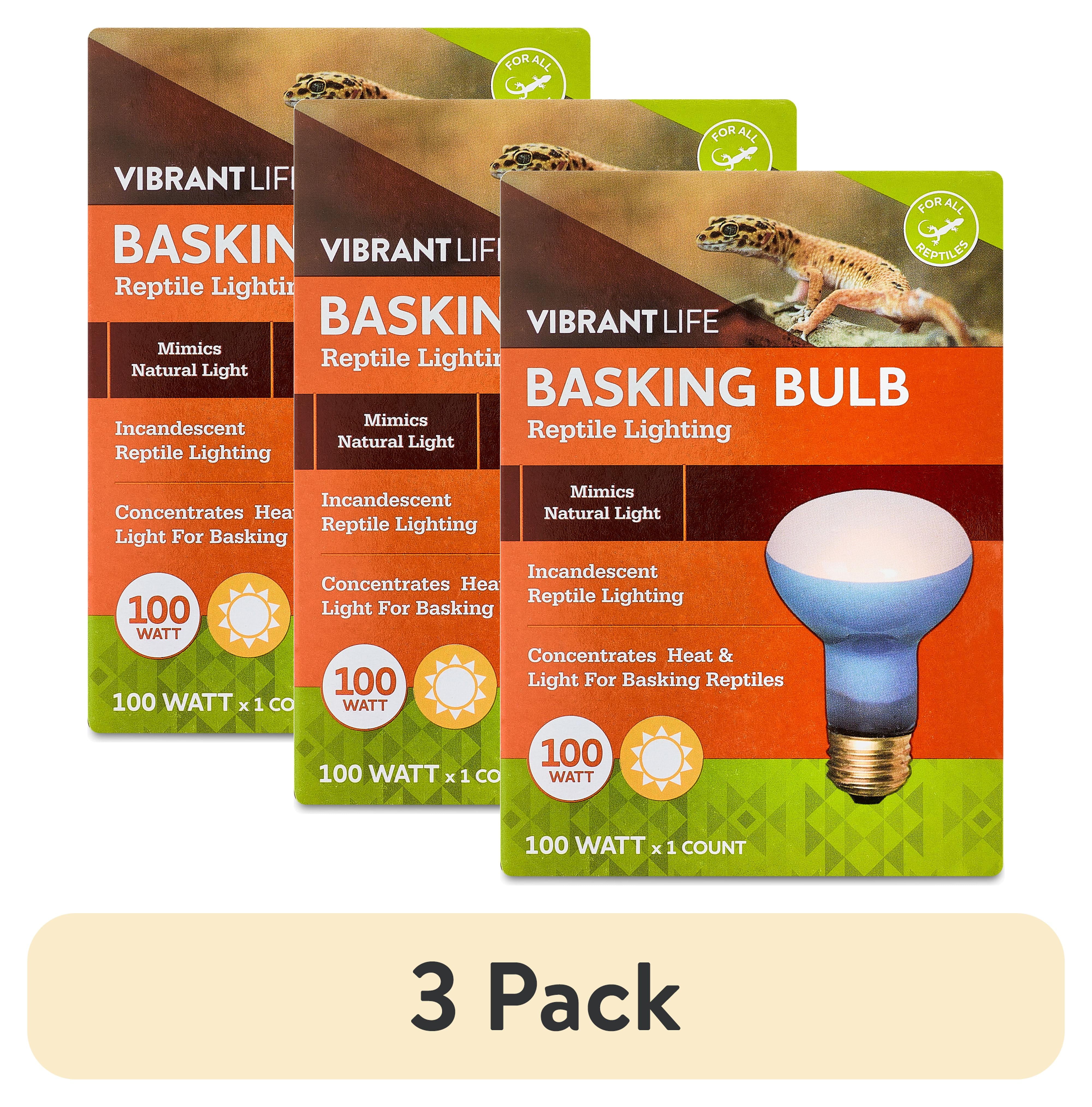(3 pack) Vibrant Life Basking Bulb for Reptiles, 100 Watts, Terrarium ...