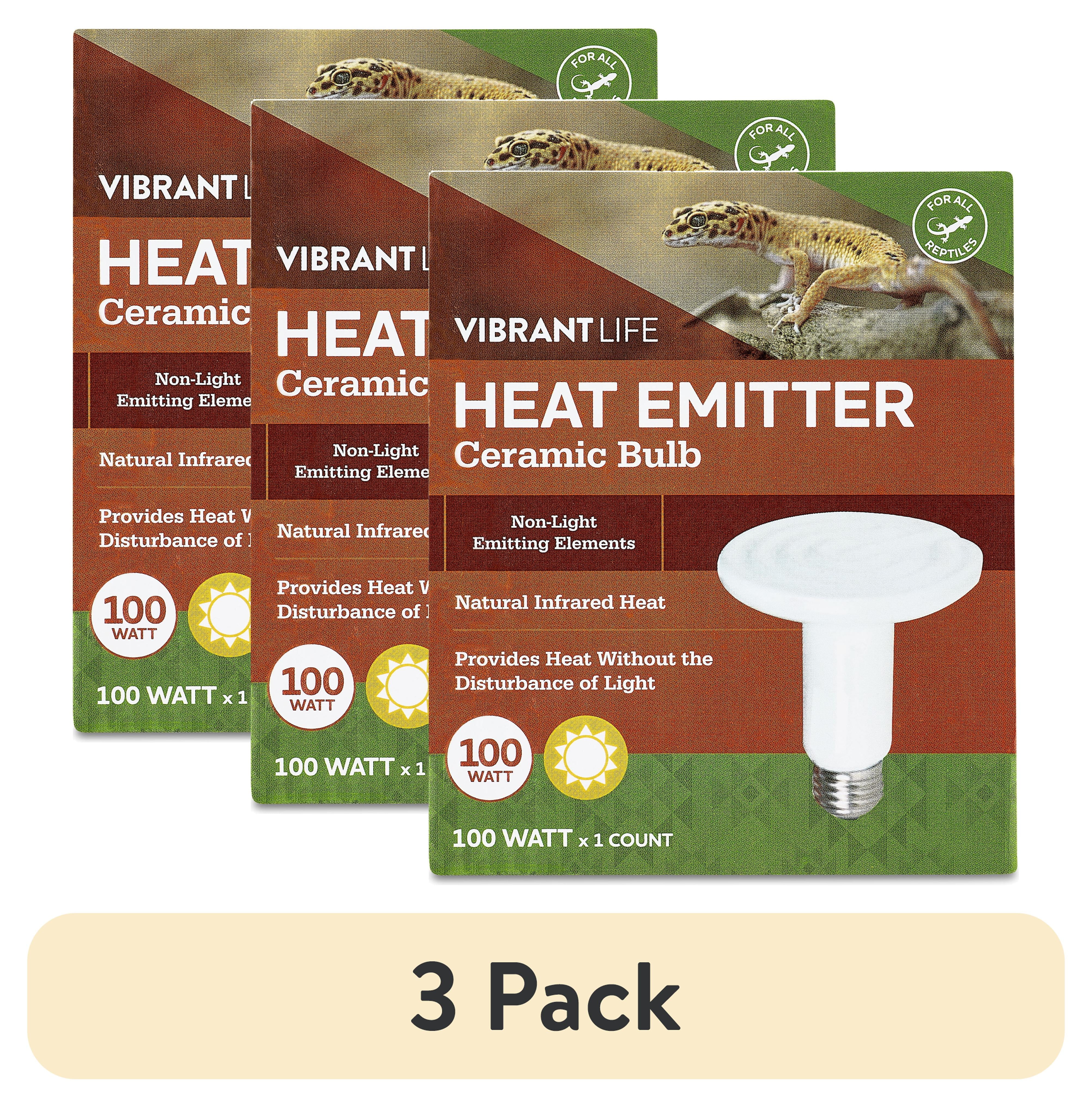 (3 pack) Vibrant Life Ceramic Bulb Heat Emitter for Reptiles, Non ...