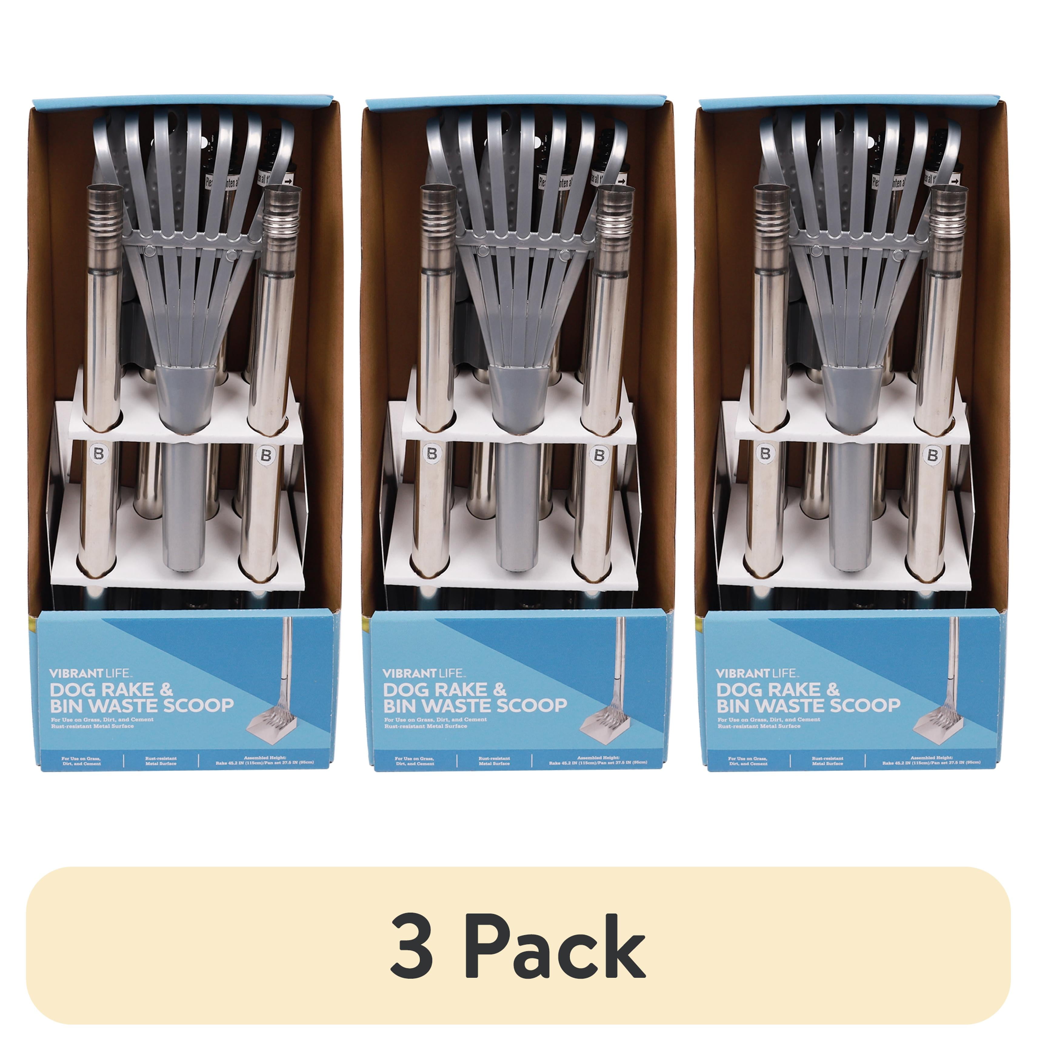 (3 pack) Vibrant Life Metal Dog Rake and Bin Pooper Scooper, 2 Piece ...