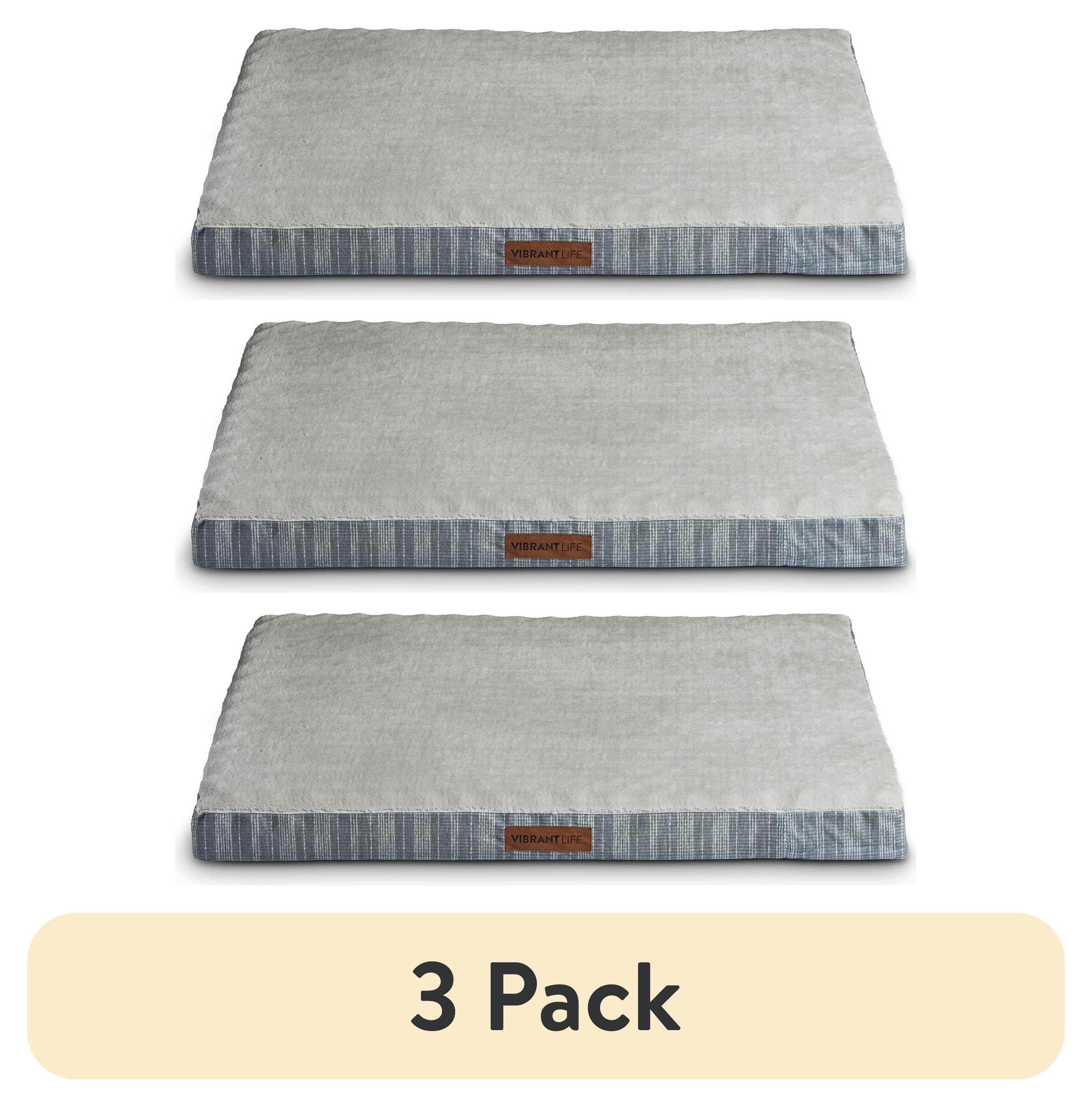(3 pack) Vibrant Life Orthopedic Dog Bed, Large, Grey 35" x 25 ...