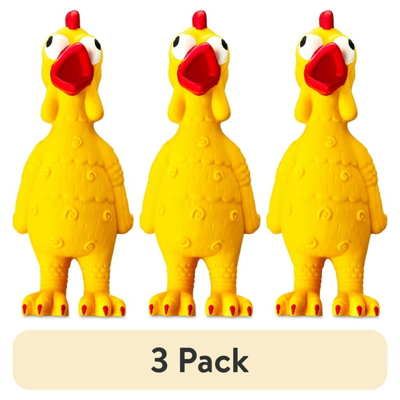 (3 pack) Vibrant Life Playful Buddy Yellow Chicken Dog Toy, Chew Level ...