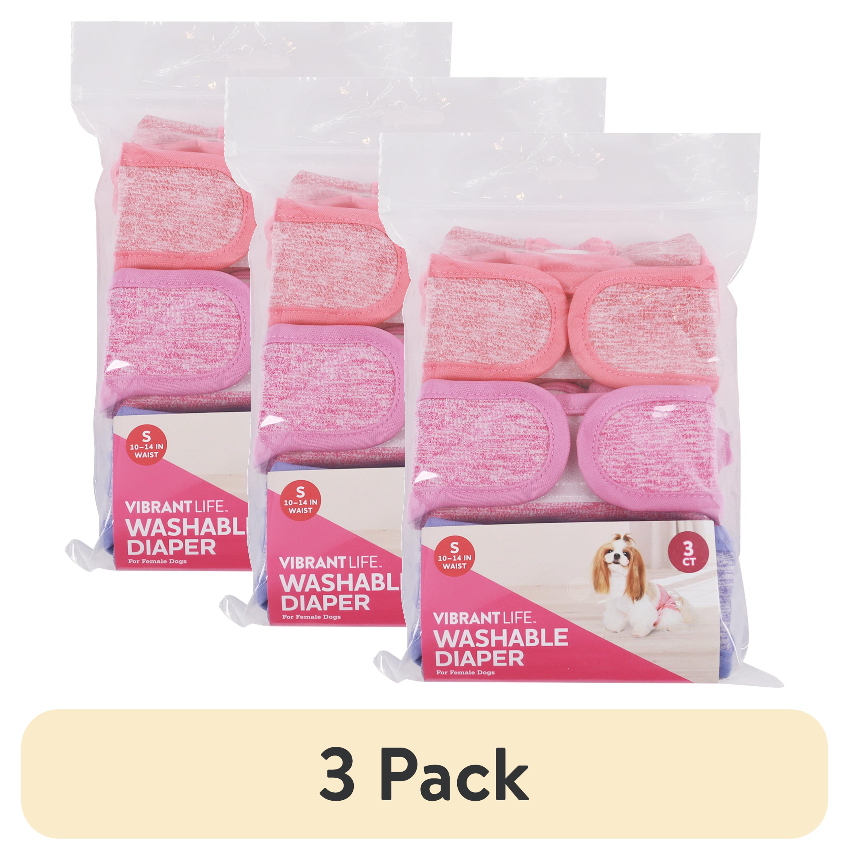 (3 pack) Vibrant Life Washable Dog Diapers for Female Dogs, S, 3 Count ...