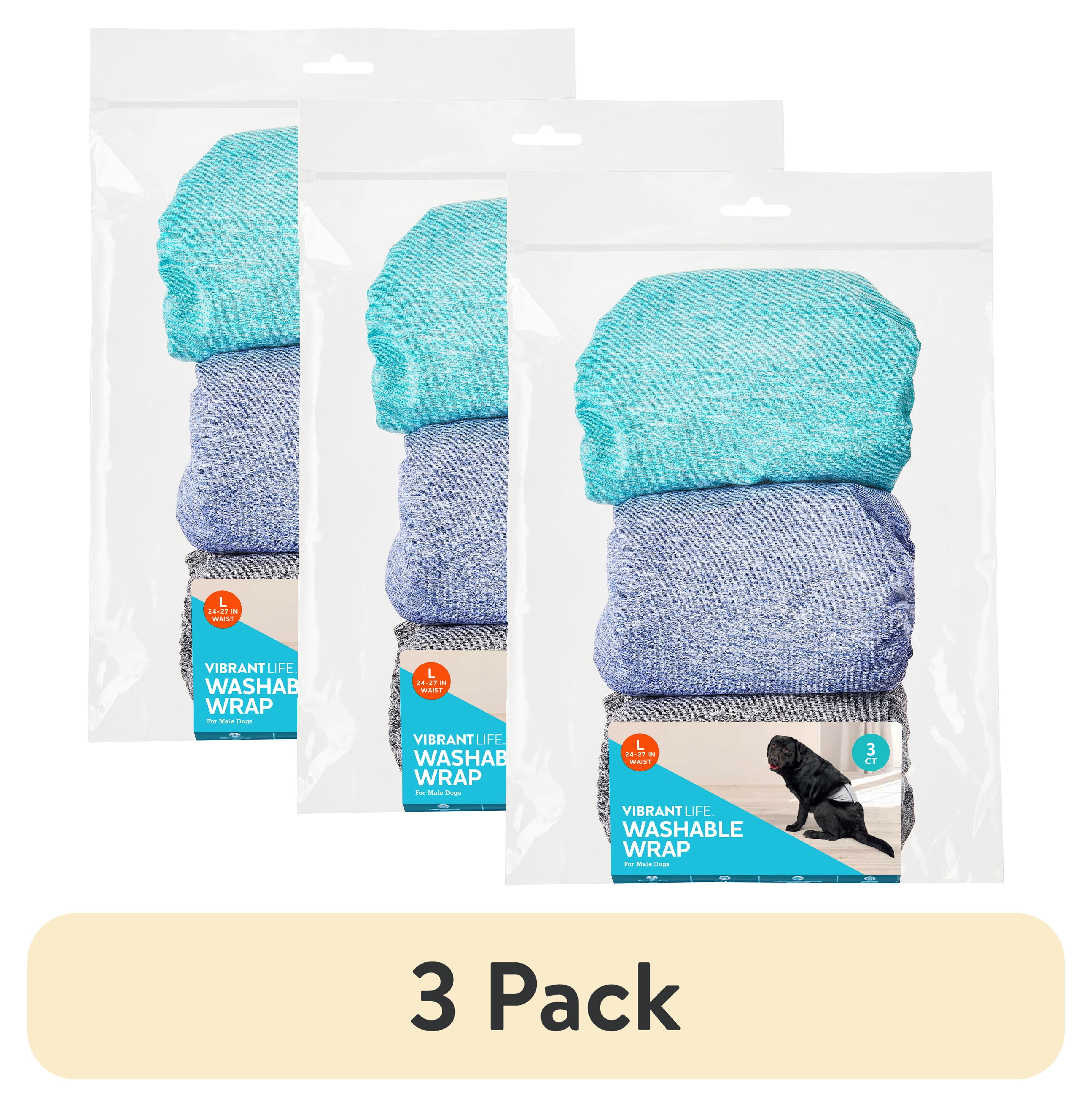 (3 pack) Vibrant Life Washable Dog Wraps for Male Dogs, L, 3 Count ...