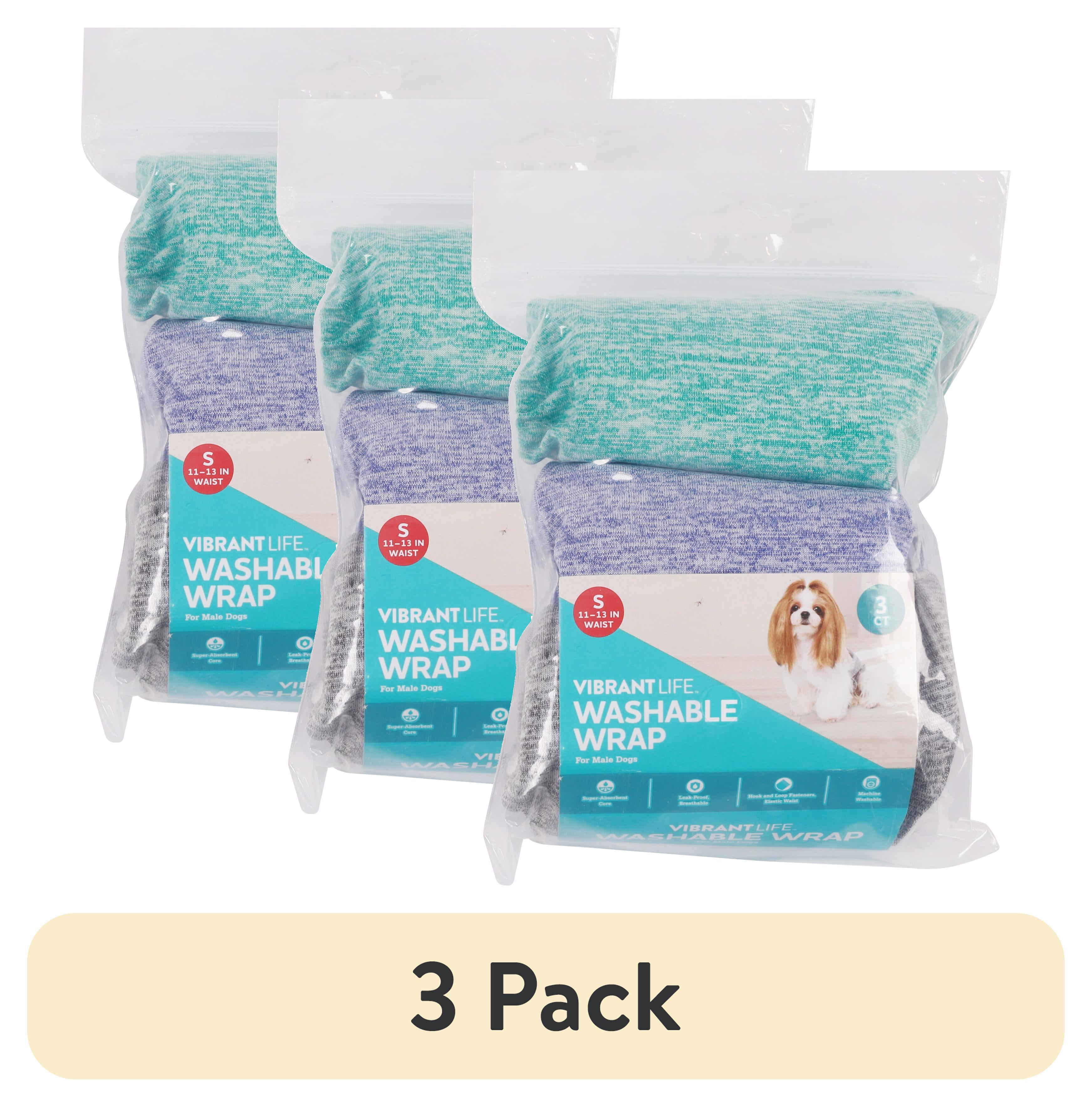 (3 pack) Vibrant Life Washable Dog Wraps for Male Dogs, S, 3 Count ...
