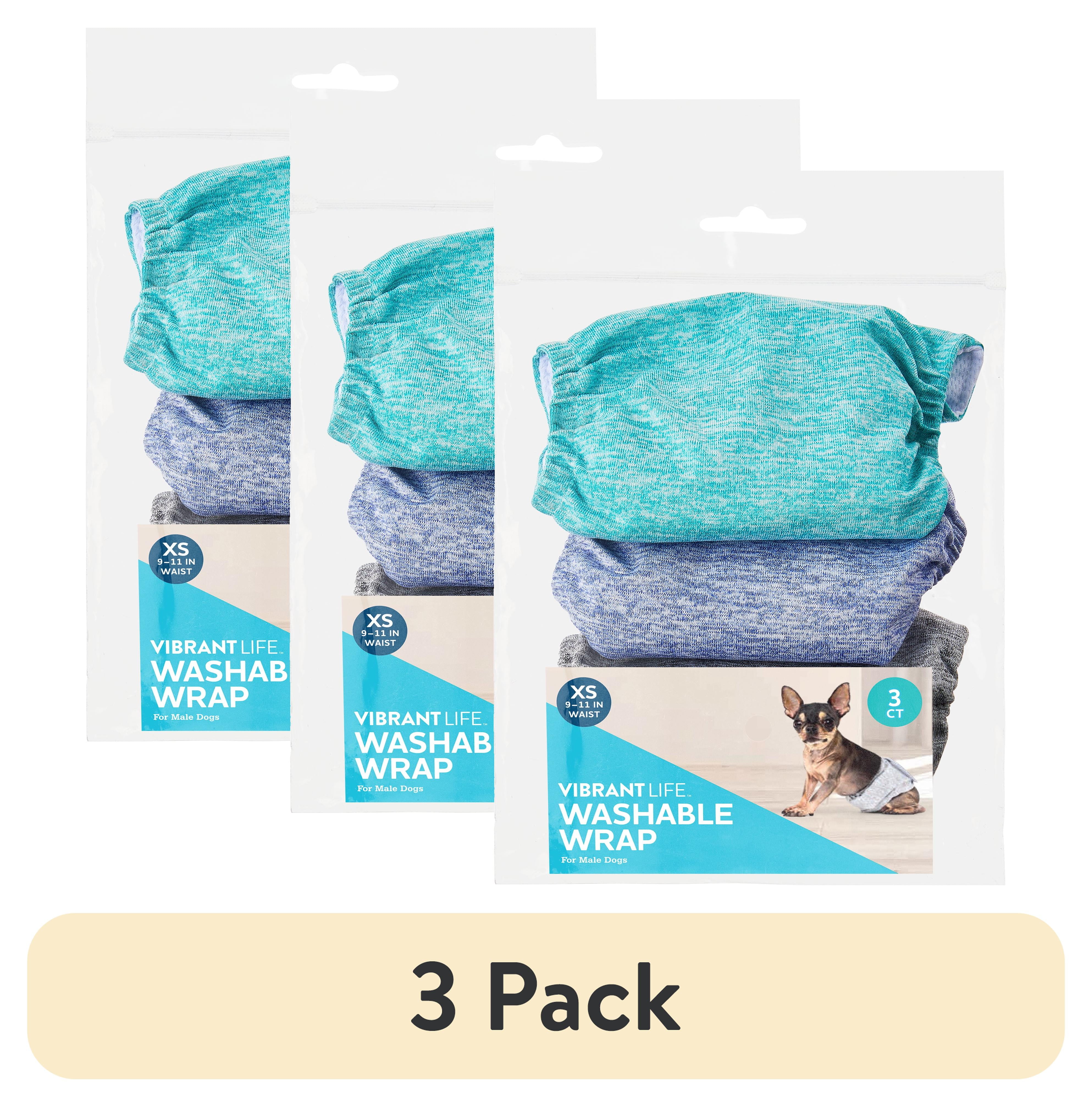 (3 pack) Vibrant Life Washable Dog Wraps for Male Dogs, XS, 3 Count ...
