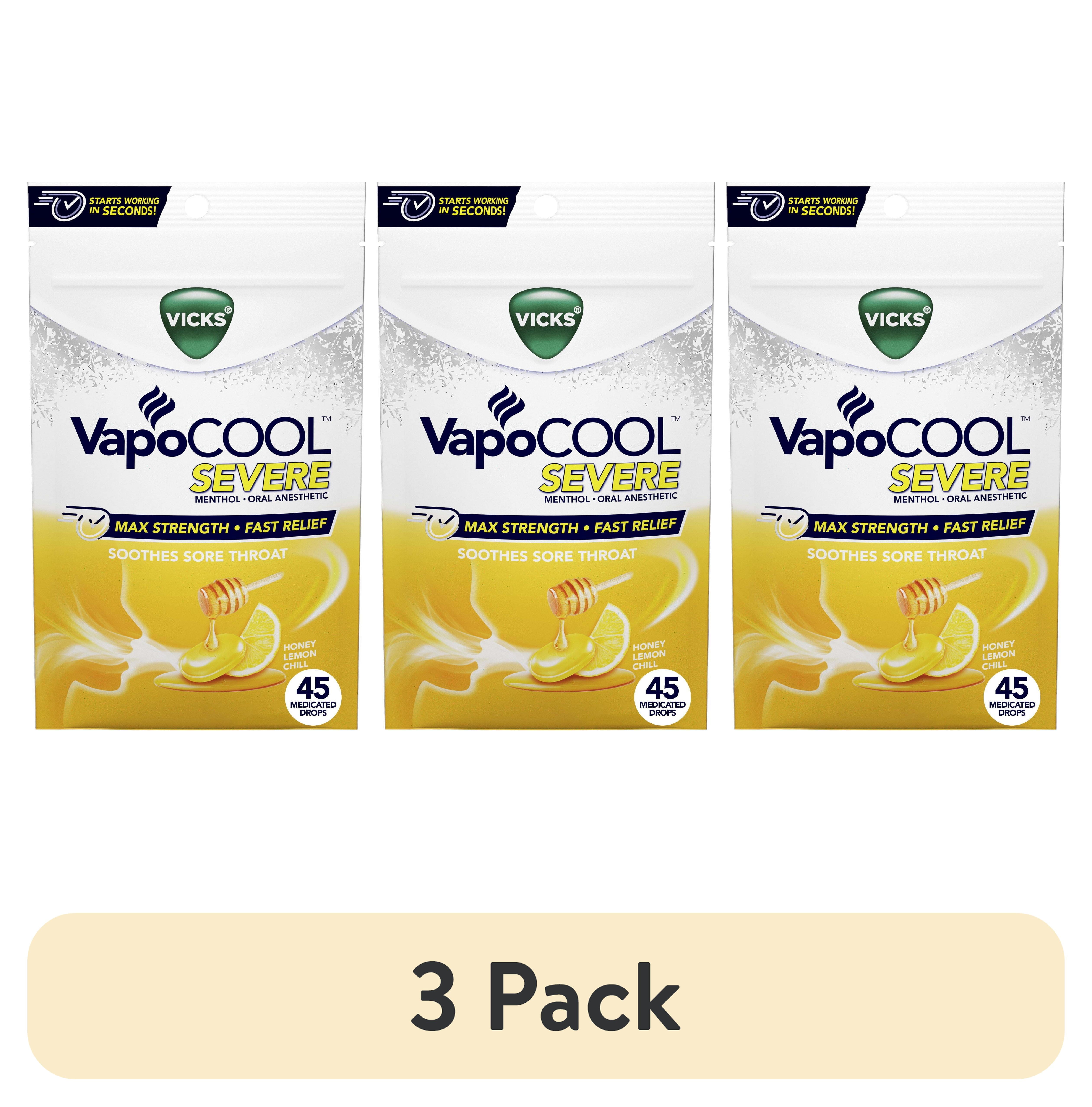 (3 pack) Vicks Vapo Cool Severe Menthol Drops, Cold Medicine for Sore ...