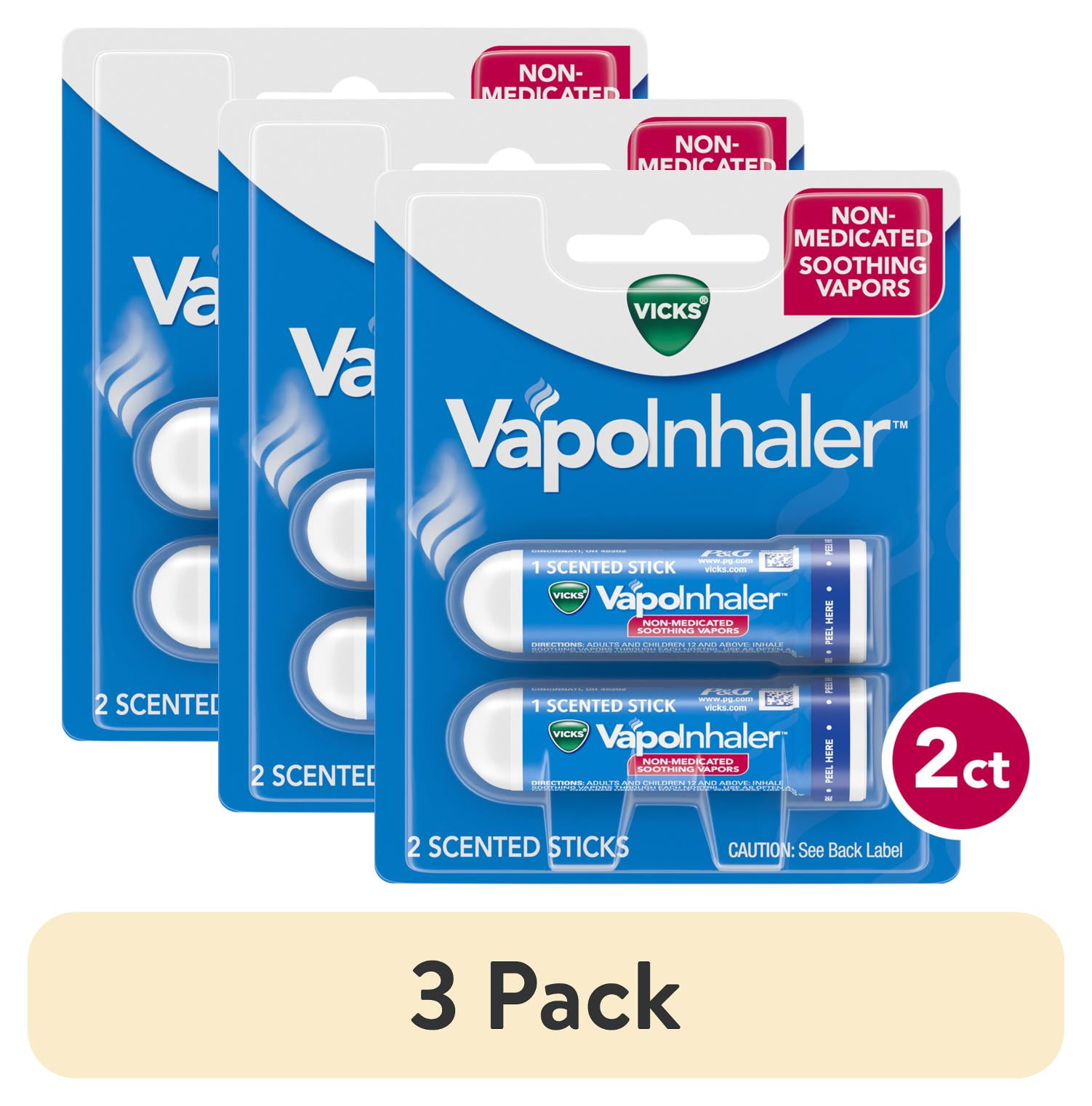 (3 pack) Vicks Vapo Inhaler, Soothing Non-Medicated Vapor Inhaler with ...