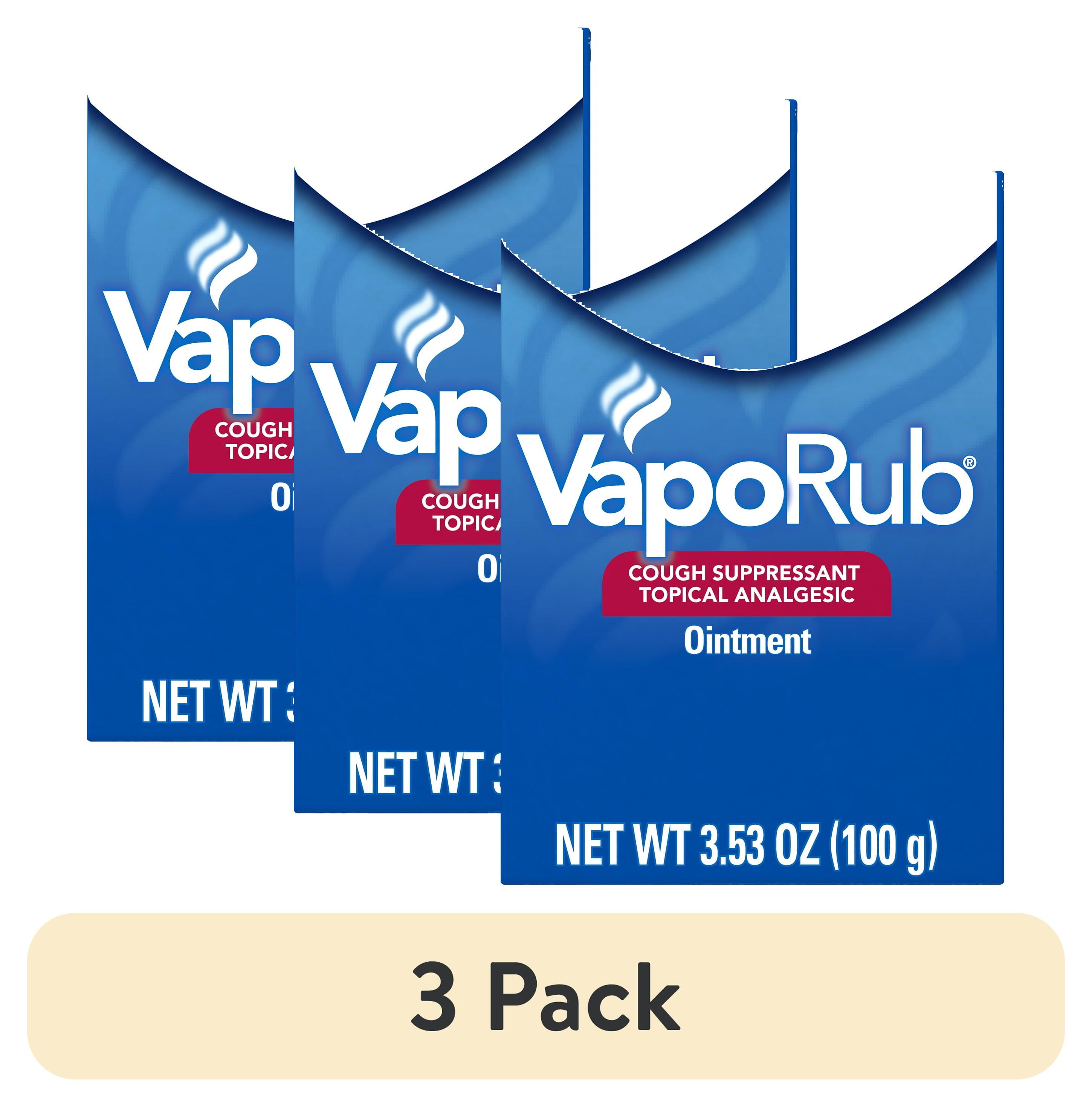(3 pack) Vicks Vapo Rub Topical Chest Rub and Analgesic Ointment, Cough ...