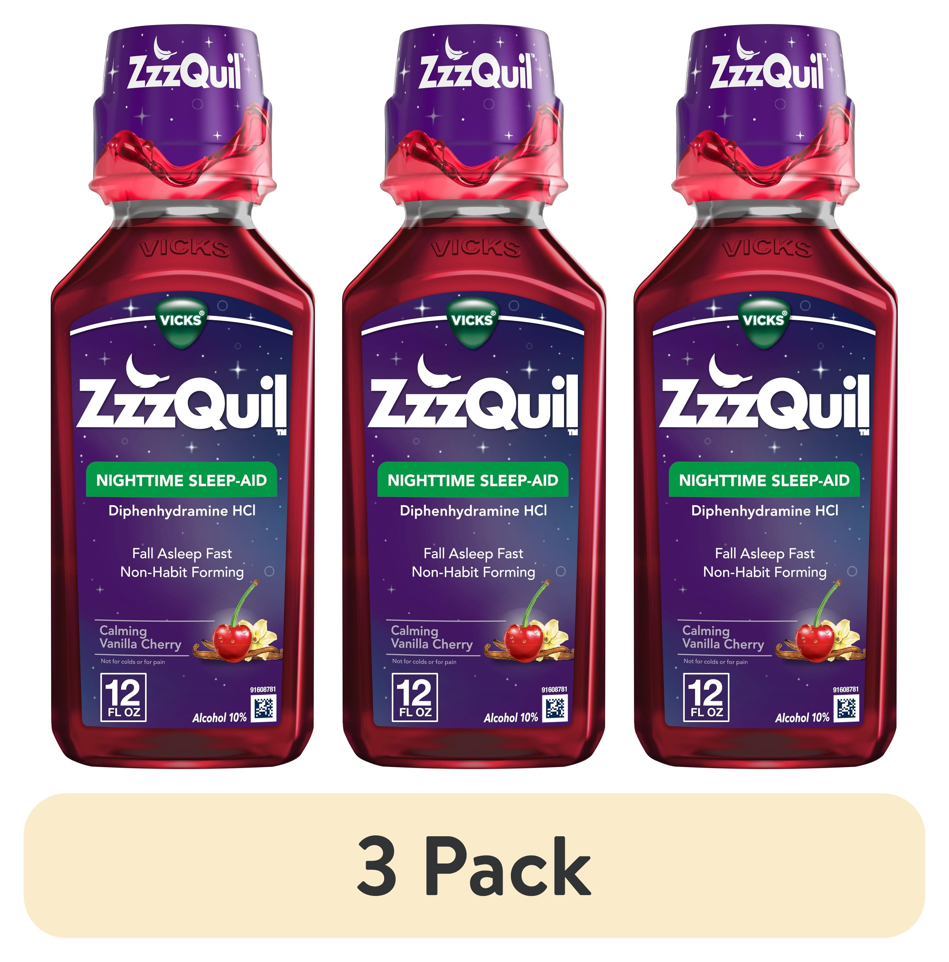 (3 pack) Vicks ZzzQuil Nighttime Sleep Aid Liquid, Diphenhydramine HCI ...