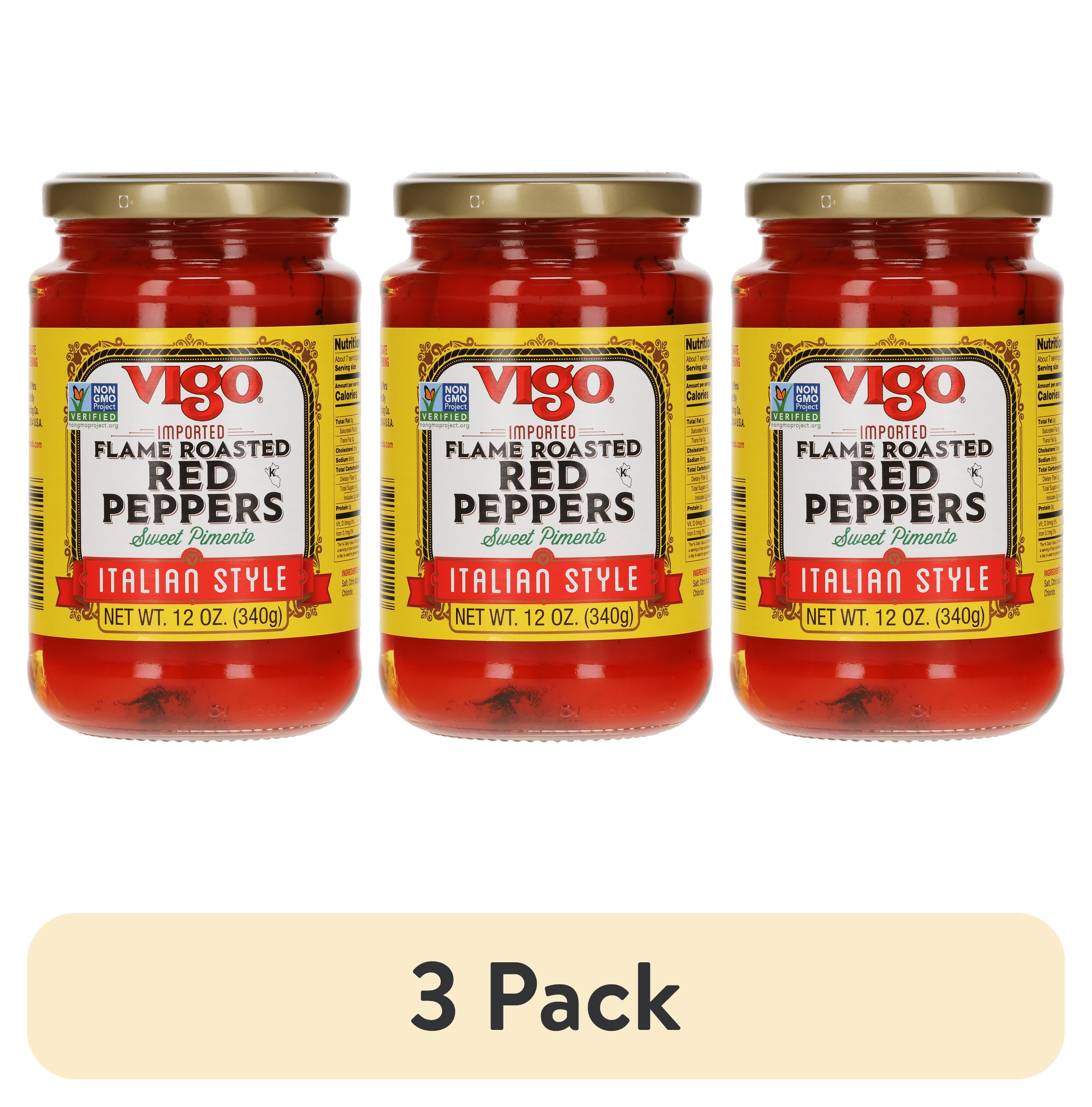 (3 pack) Vigo Foods Flame Roasted Red Peppers, 12 oz, Allergens Not ...