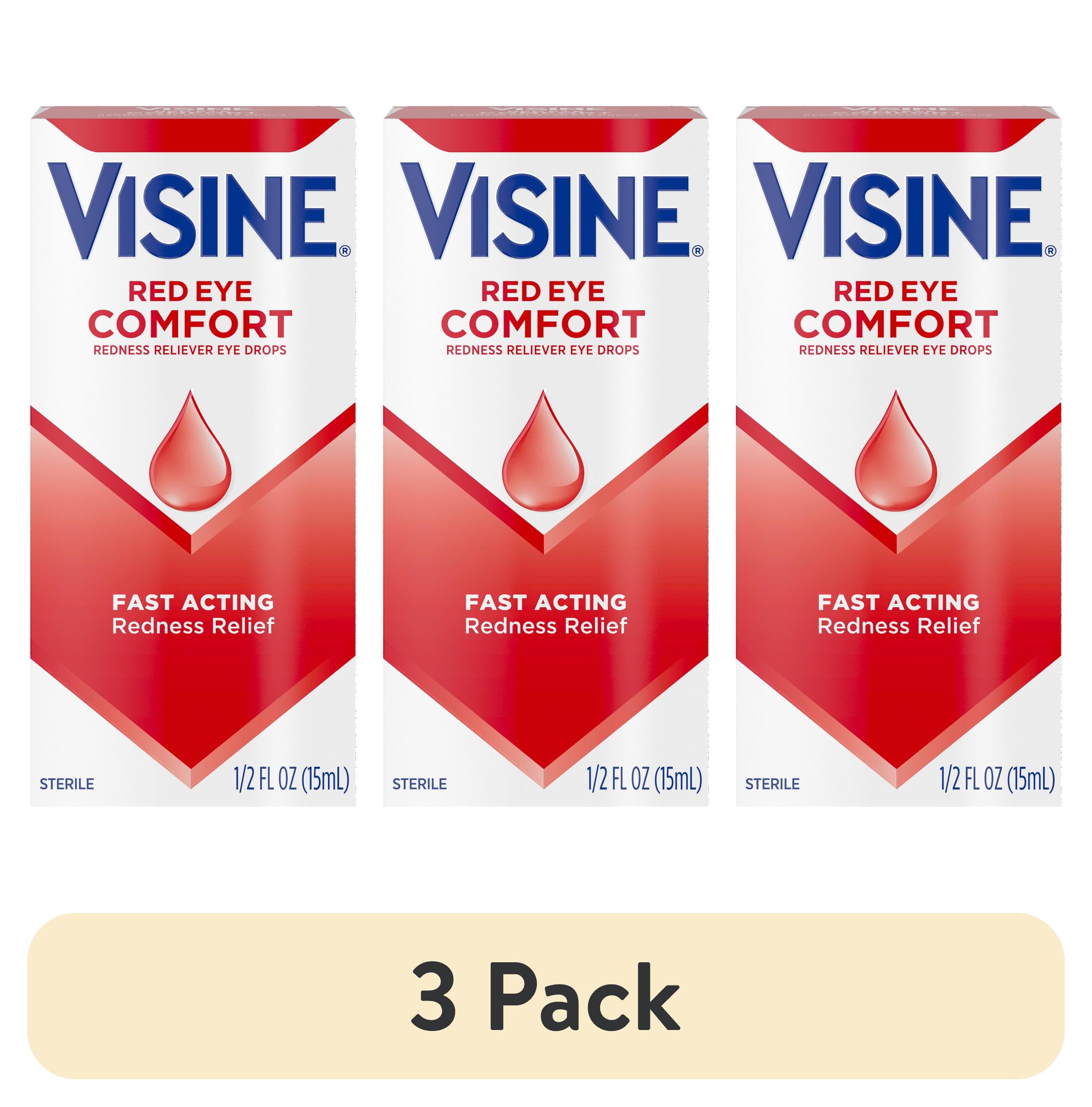 (3 pack) Visine Red Eye Comfort Redness Relief Eye Drops, 0.5 fl. oz ...
