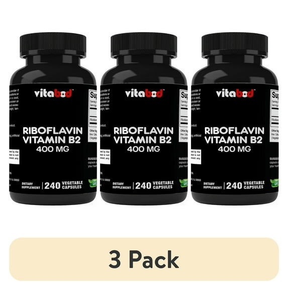 (3 pack) Vitabod Vitamin B2 (Riboflavin) 400 mg 240 Vegetarian Capsules ...