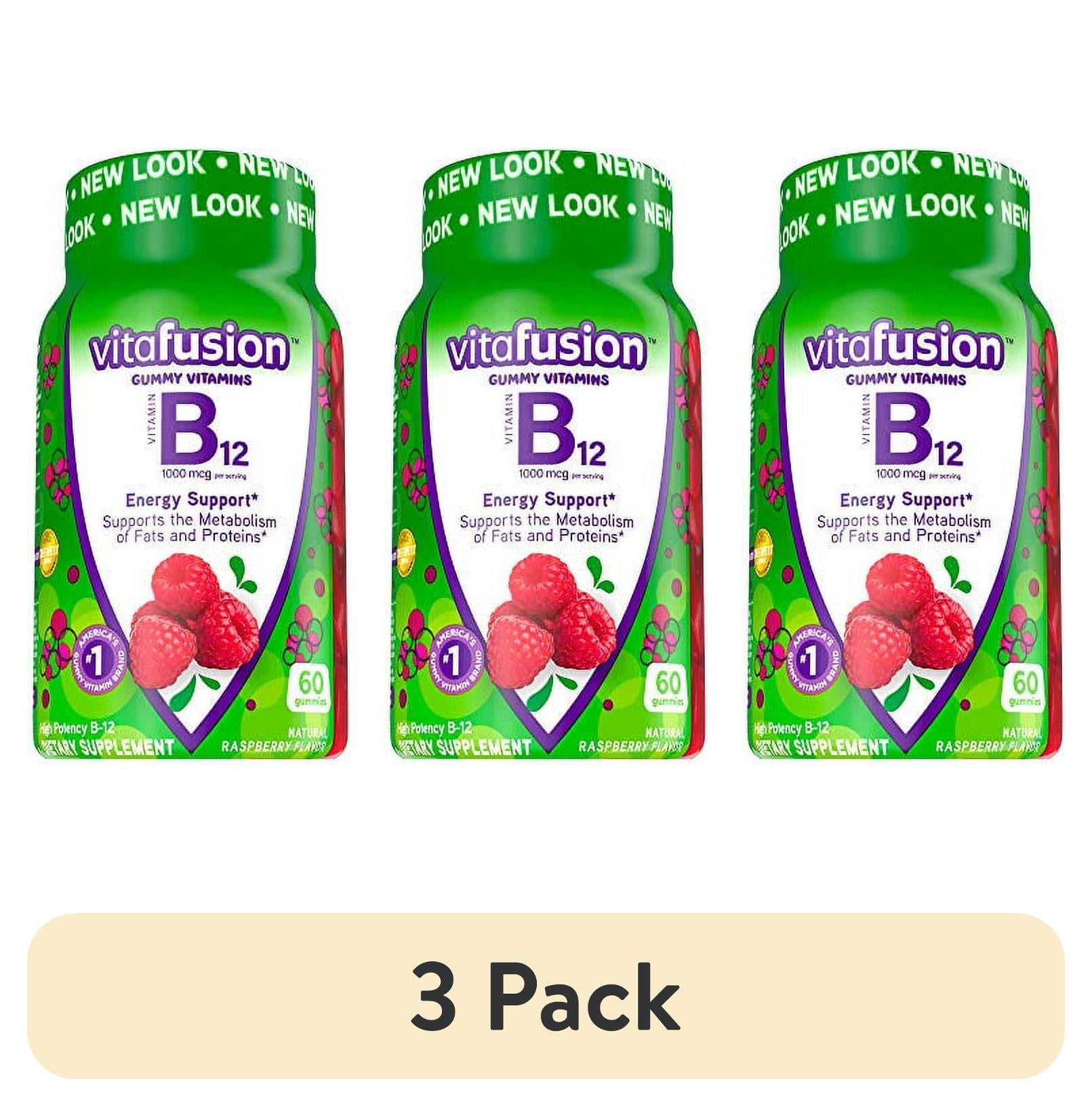 (3 pack) Vitafusion B12 Gummy Vitamins, Delicious Raspberry Flavor ...
