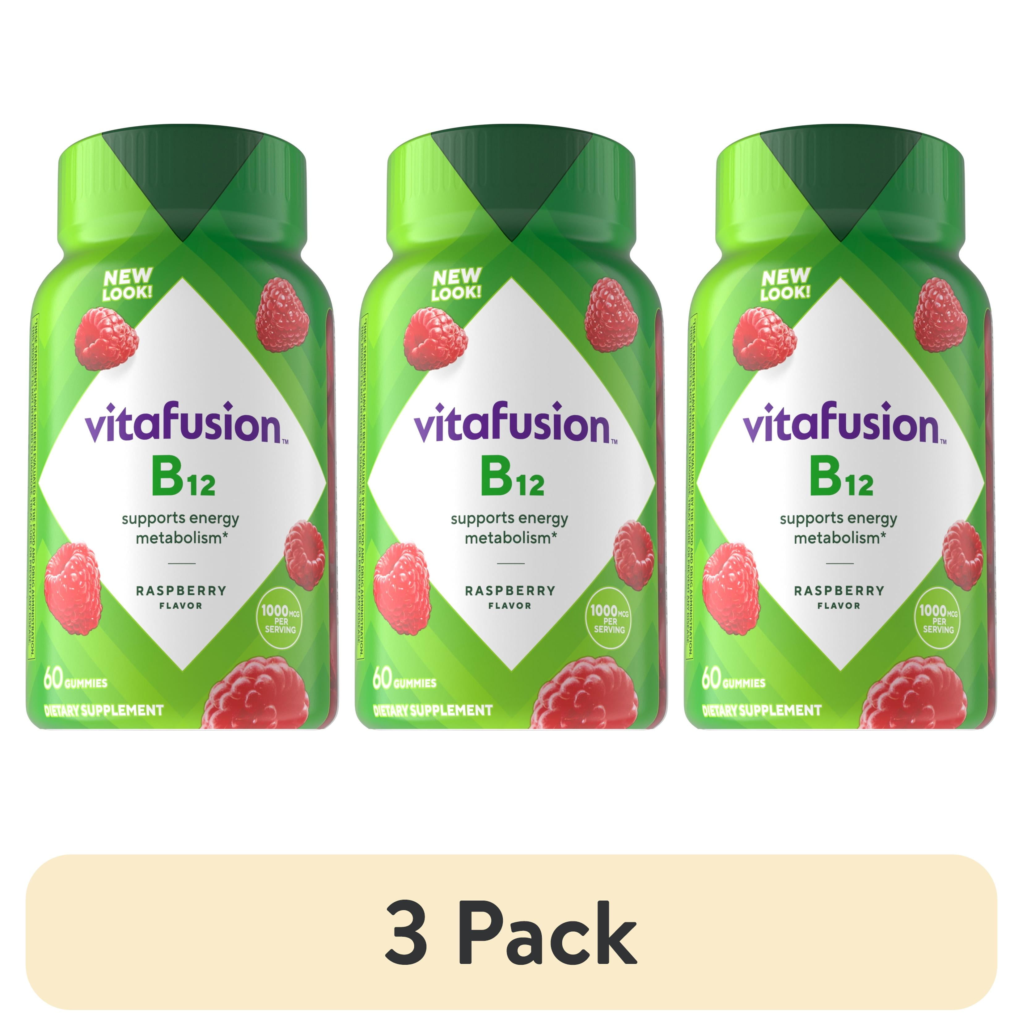 (3 pack) vitafusion Vitamin B12 Gummy Vitamins, 1,000 mcg, Raspberry ...