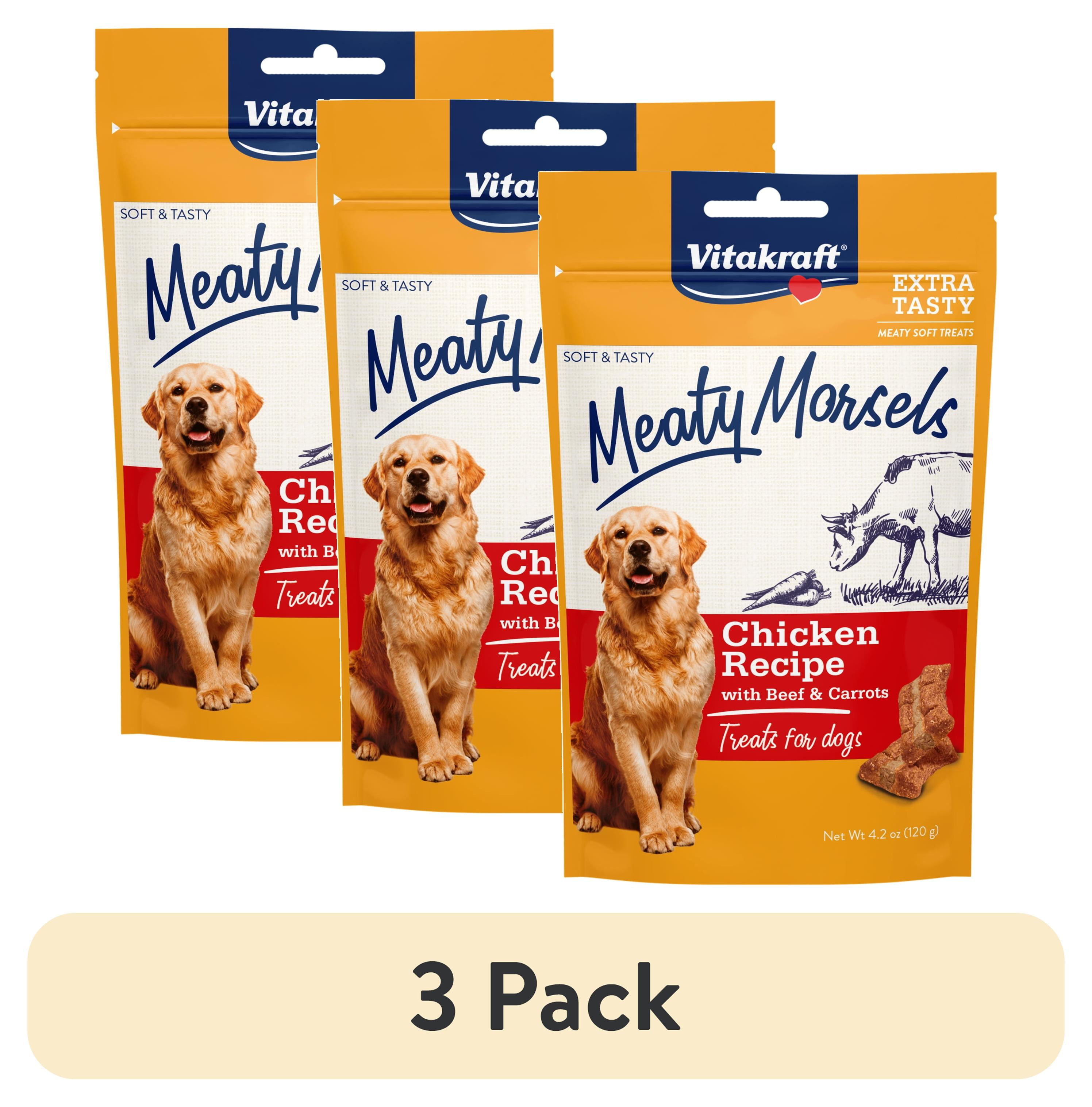 (3 pack) Vitakraft Meaty Morsels: Chicken & Beef with Carrots, Soft Dog ...